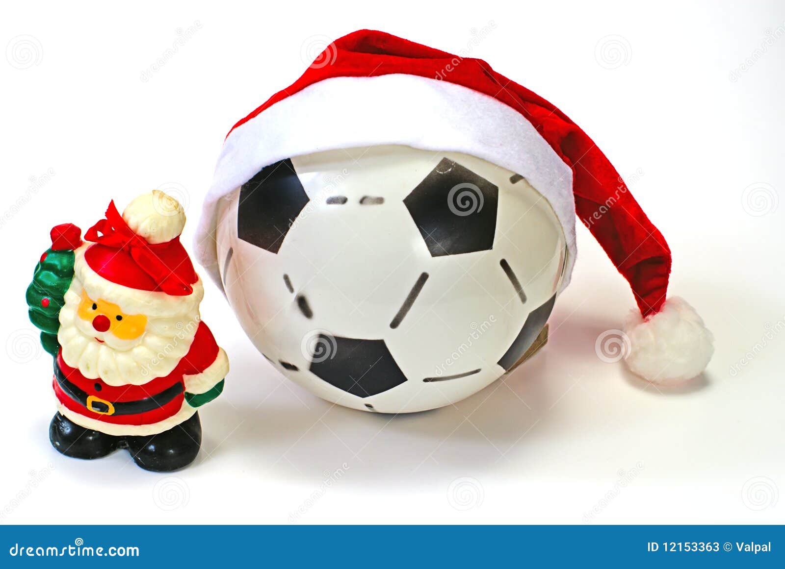 Santa Claus and the Soccer Ball on White Stock Image - Image of ...