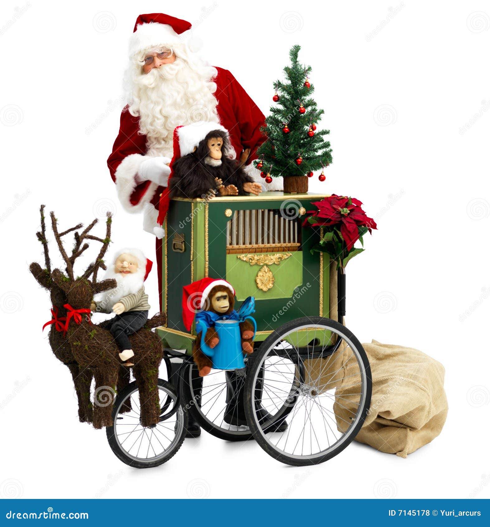 Royalty Free Stock Photos: Santa Claus standing behind a Christmas cart ...