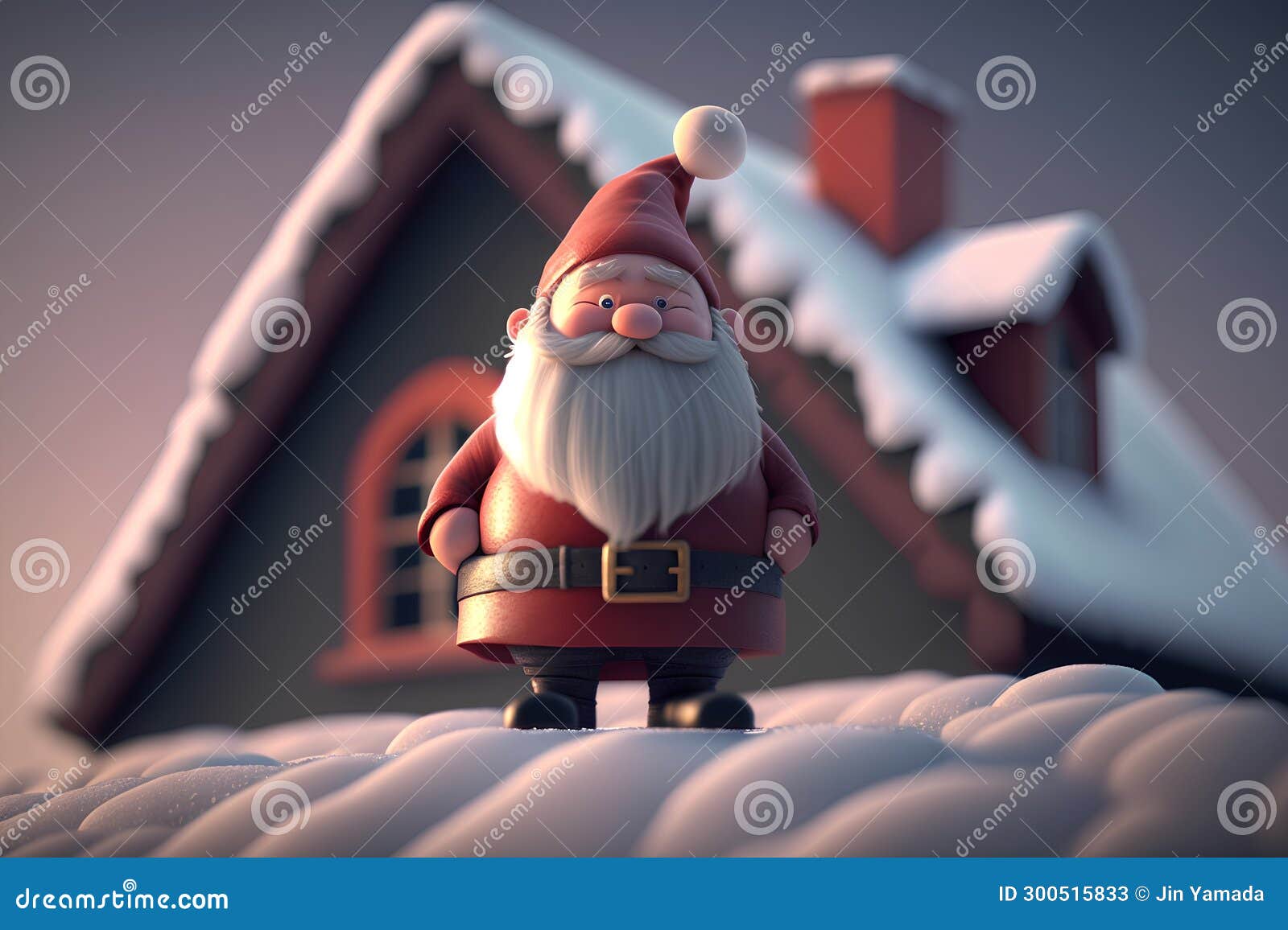 Santa Claus Standing in Front of His House. 3d Illustration Stock ...