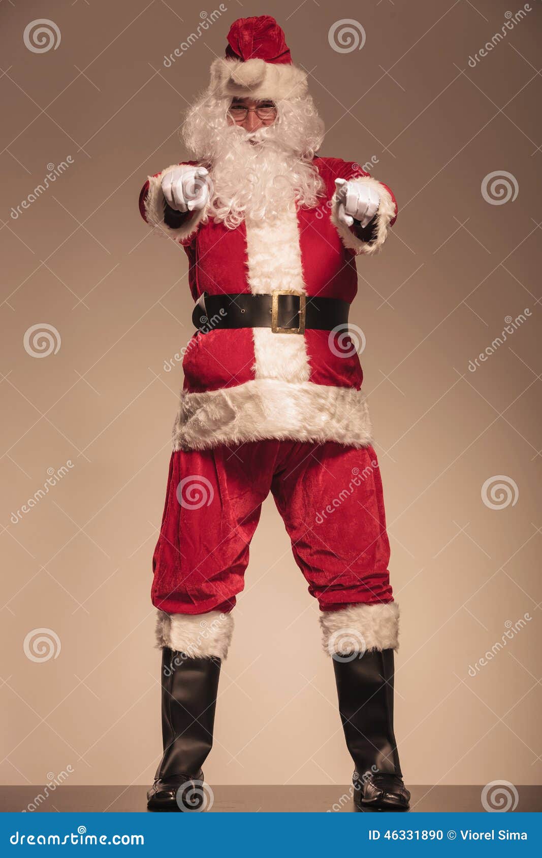Santa Claus Standing and Pointing at the Camera Stock Photo - Image of ...