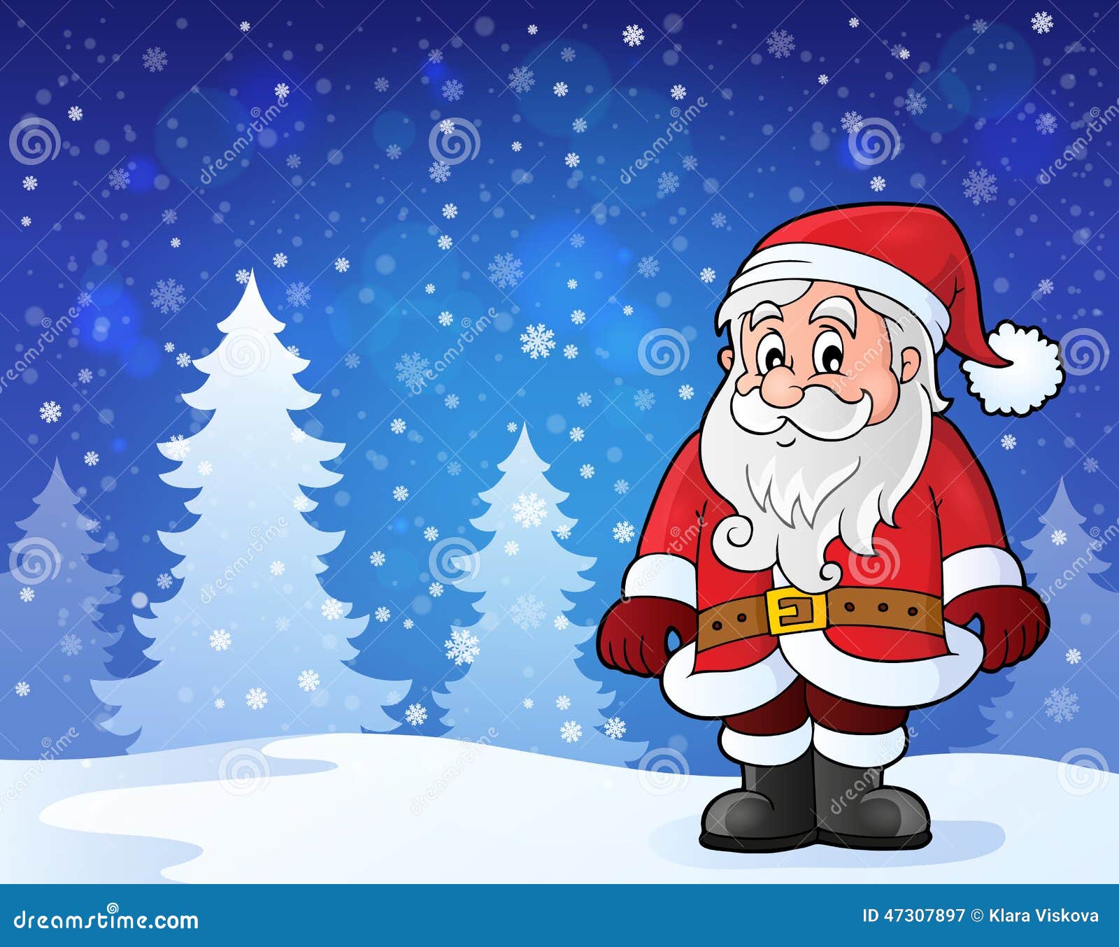 Santa Claus Standing in Snow Stock Vector - Illustration of vectors ...