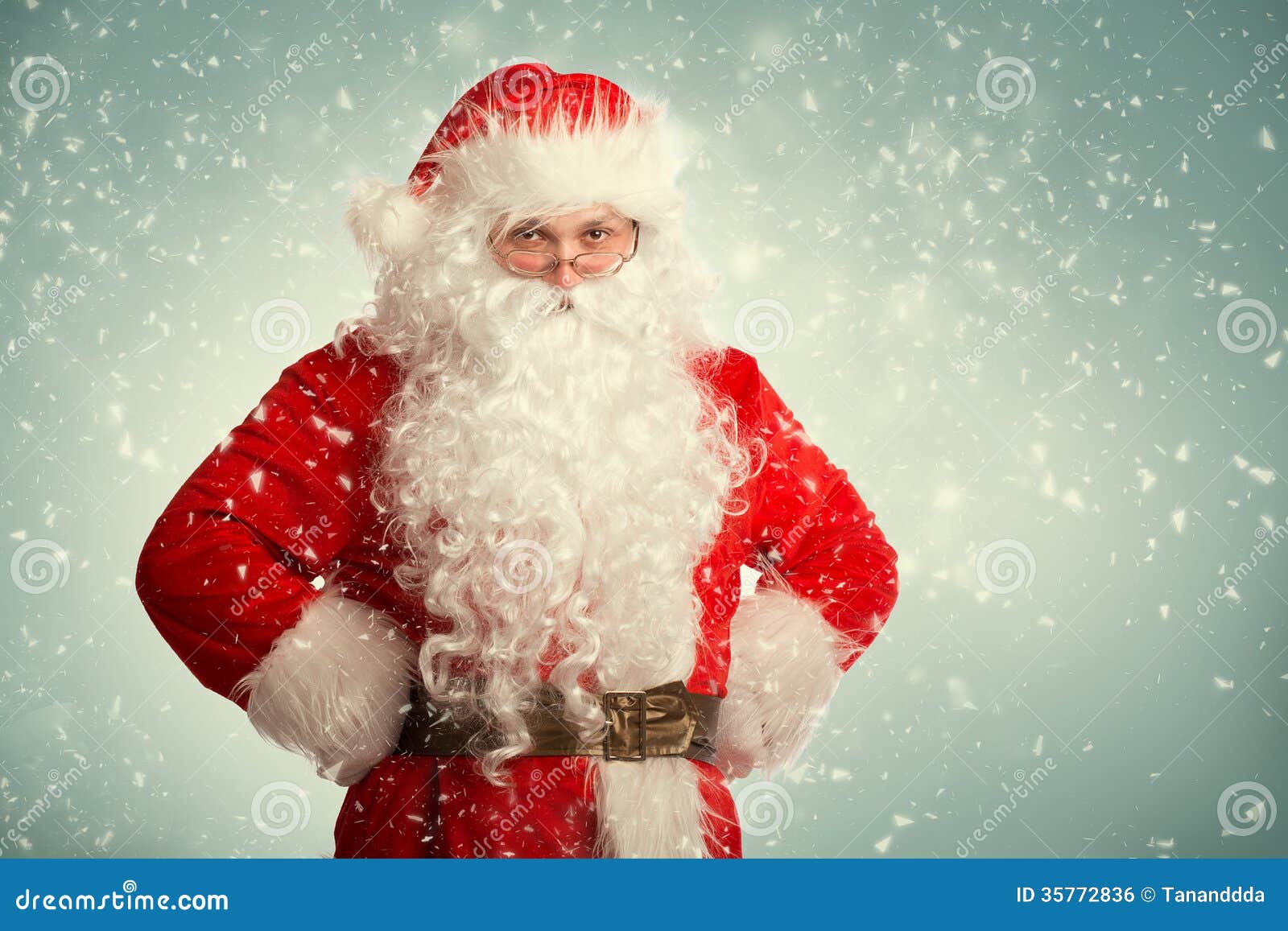 Santa Claus Standing in a Snow Stock Photo - Image of bring, gesturing ...