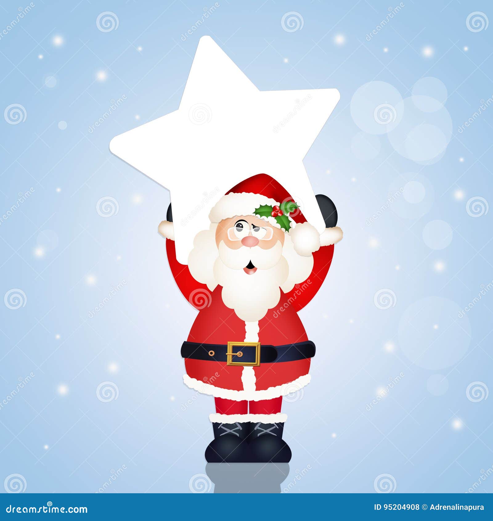 Santa Claus with star stock illustration. Illustration of postcard ...