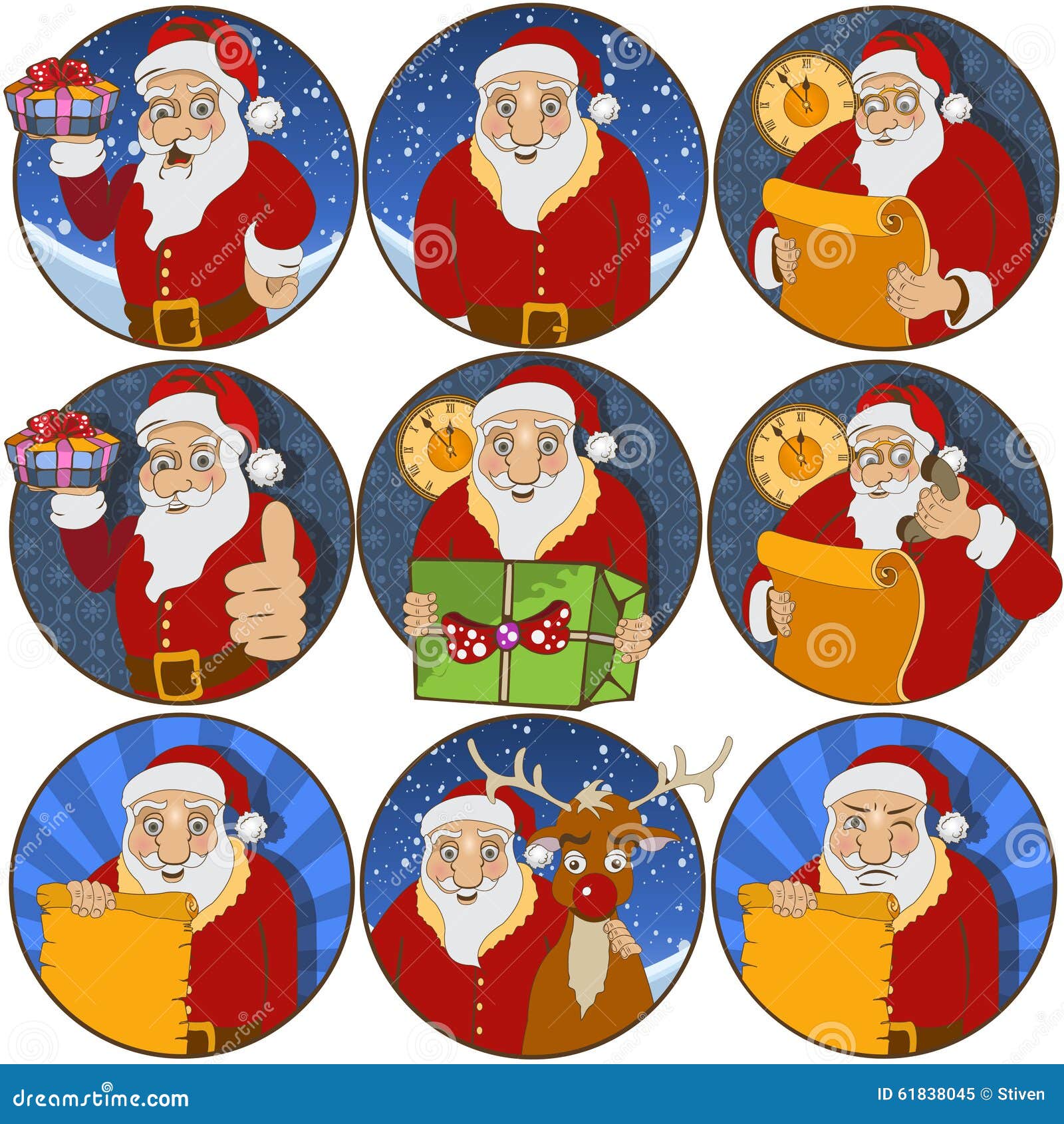Santa claus stickers stock vector. Illustration of snowflake - 61838045