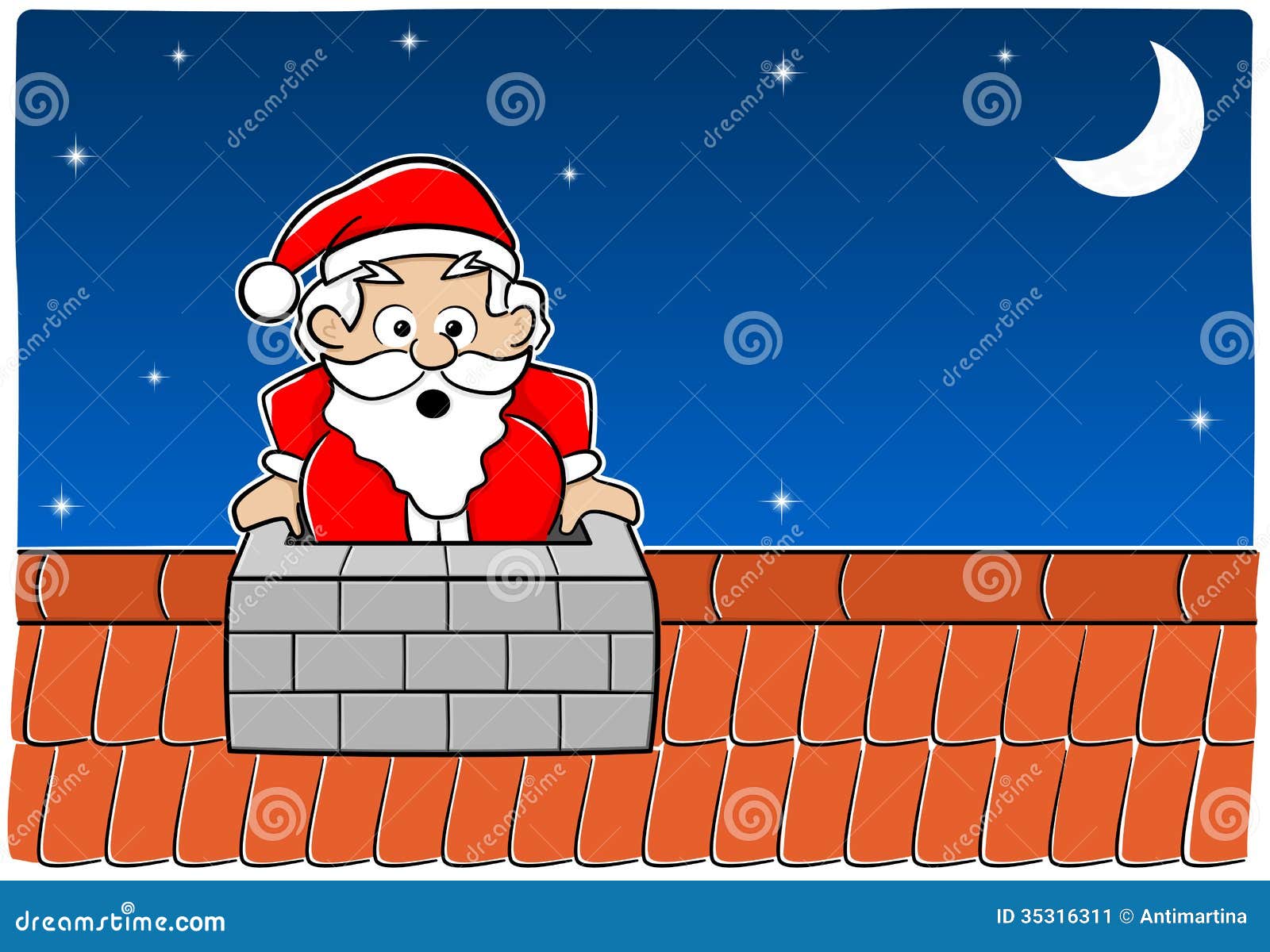 Santa Claus Stuck in the Chimney Stock Vector - Illustration of cute ...
