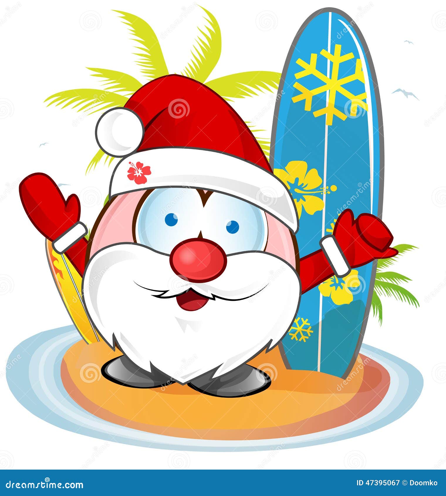 Santa claus with surfboard stock vector. Illustration of background ...