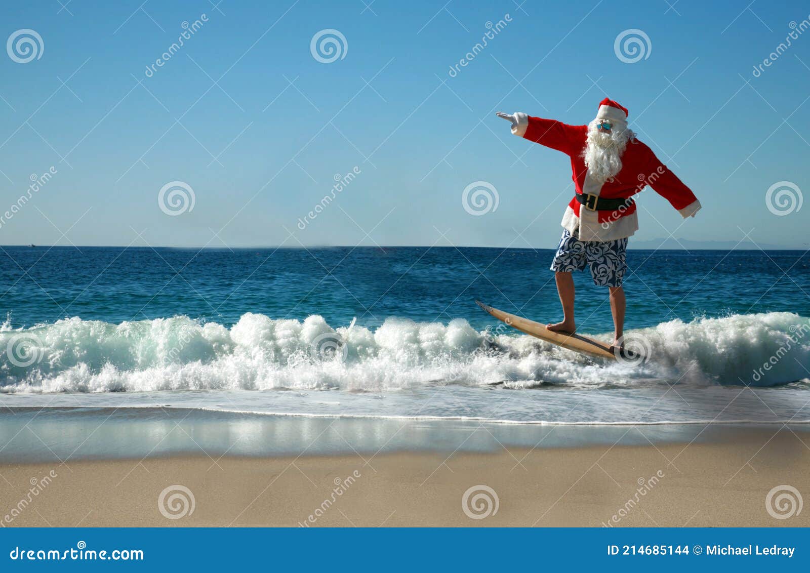 Santa Claus Surfing in the Ocean Stock Photo - Image of magic, festive ...
