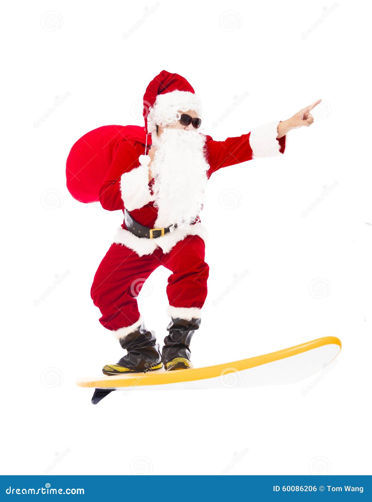 Santa Claus Surfing with Surf Board Stock Photo - Image of celebration ...