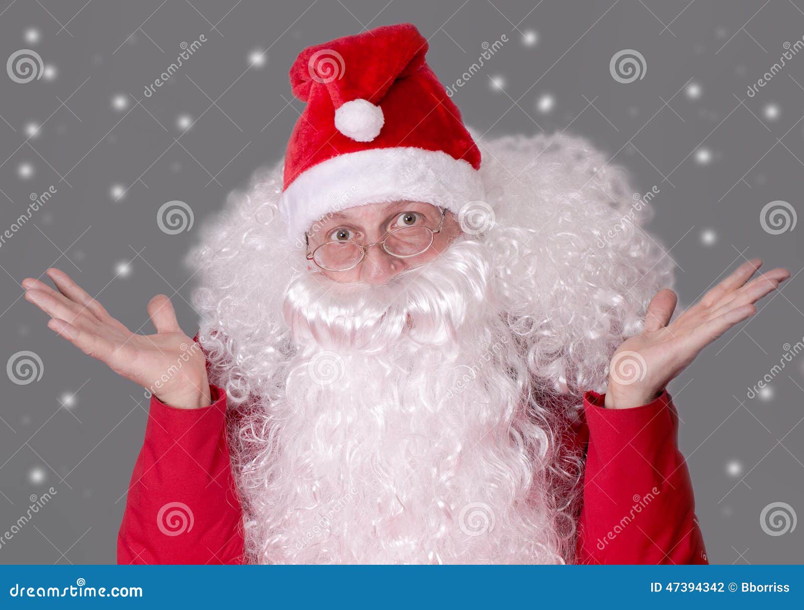 Santa Claus is surprised stock photo. Image of christmas - 47394342