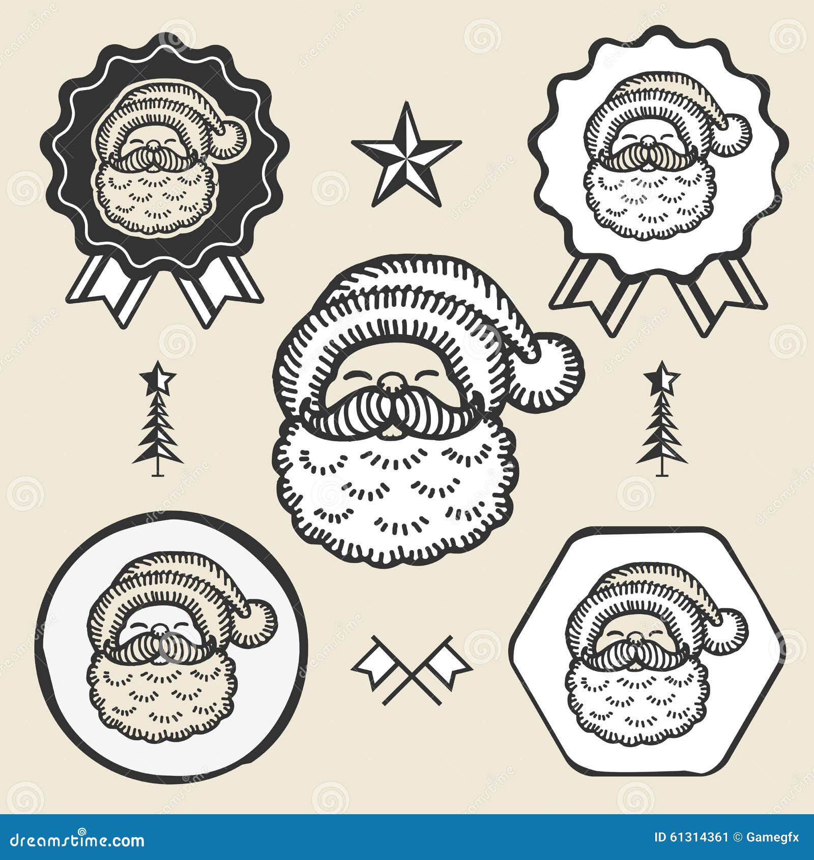 Santa Claus Symbol Emblem Label Collection Stock Vector - Illustration ...