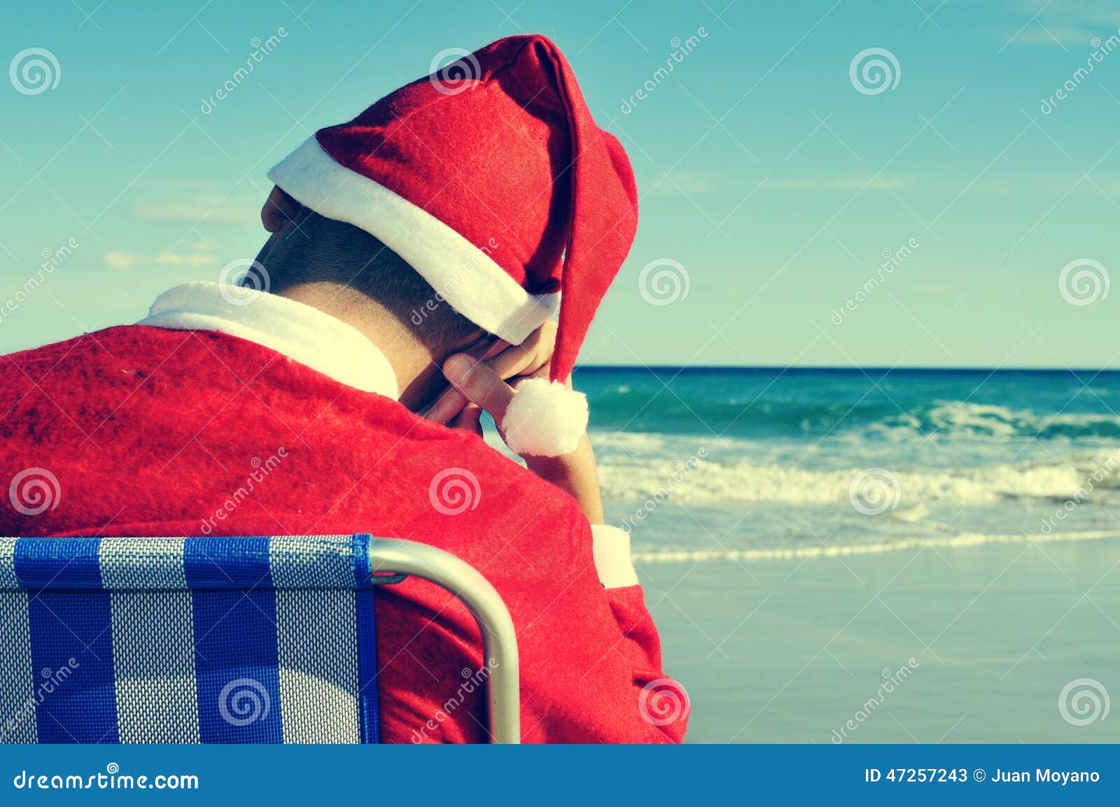 Santa Claus Taking a Nap on the Beach Stock Image - Image of chair ...