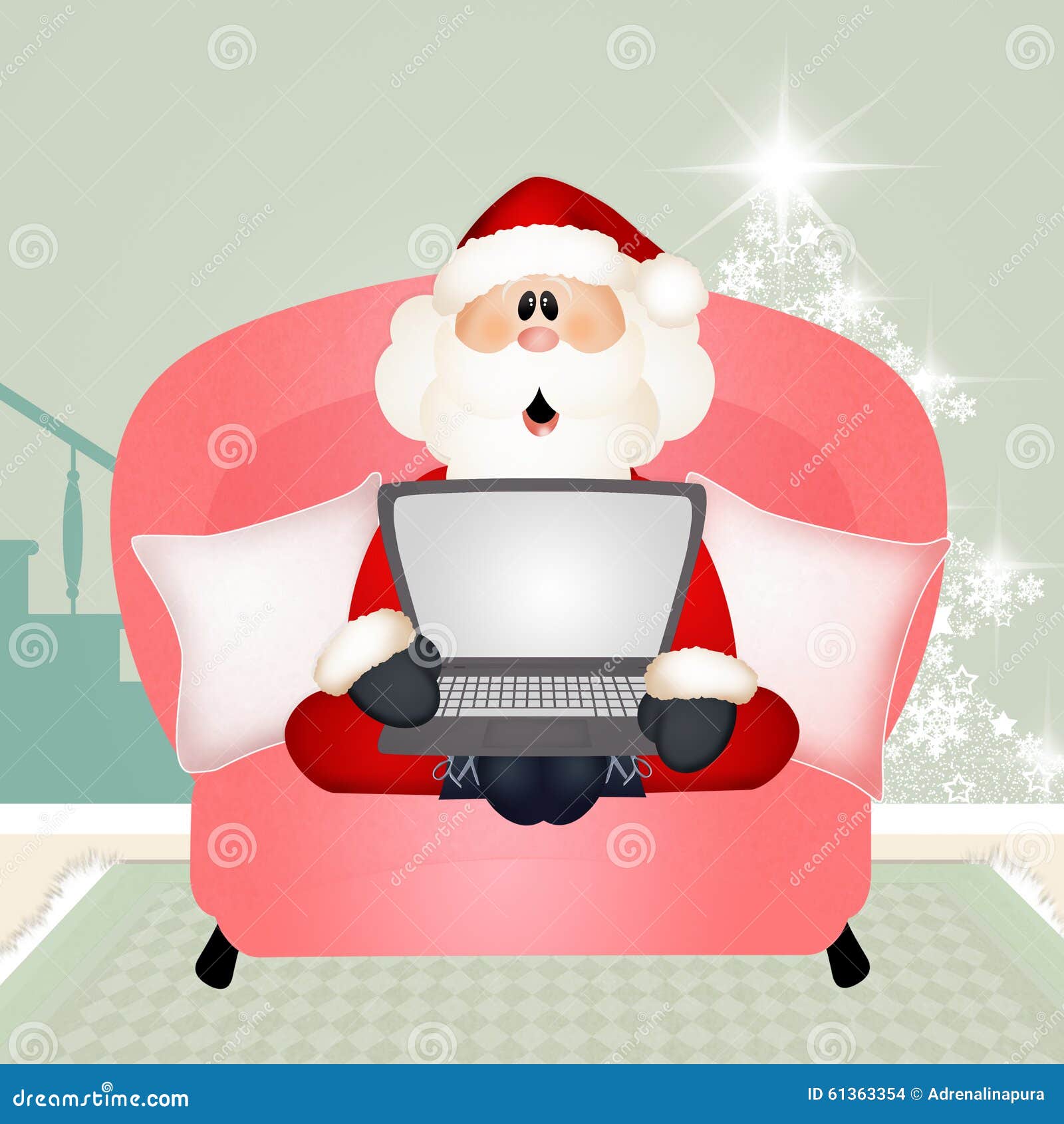 Santa Claus technology stock illustration. Illustration of home - 61363354