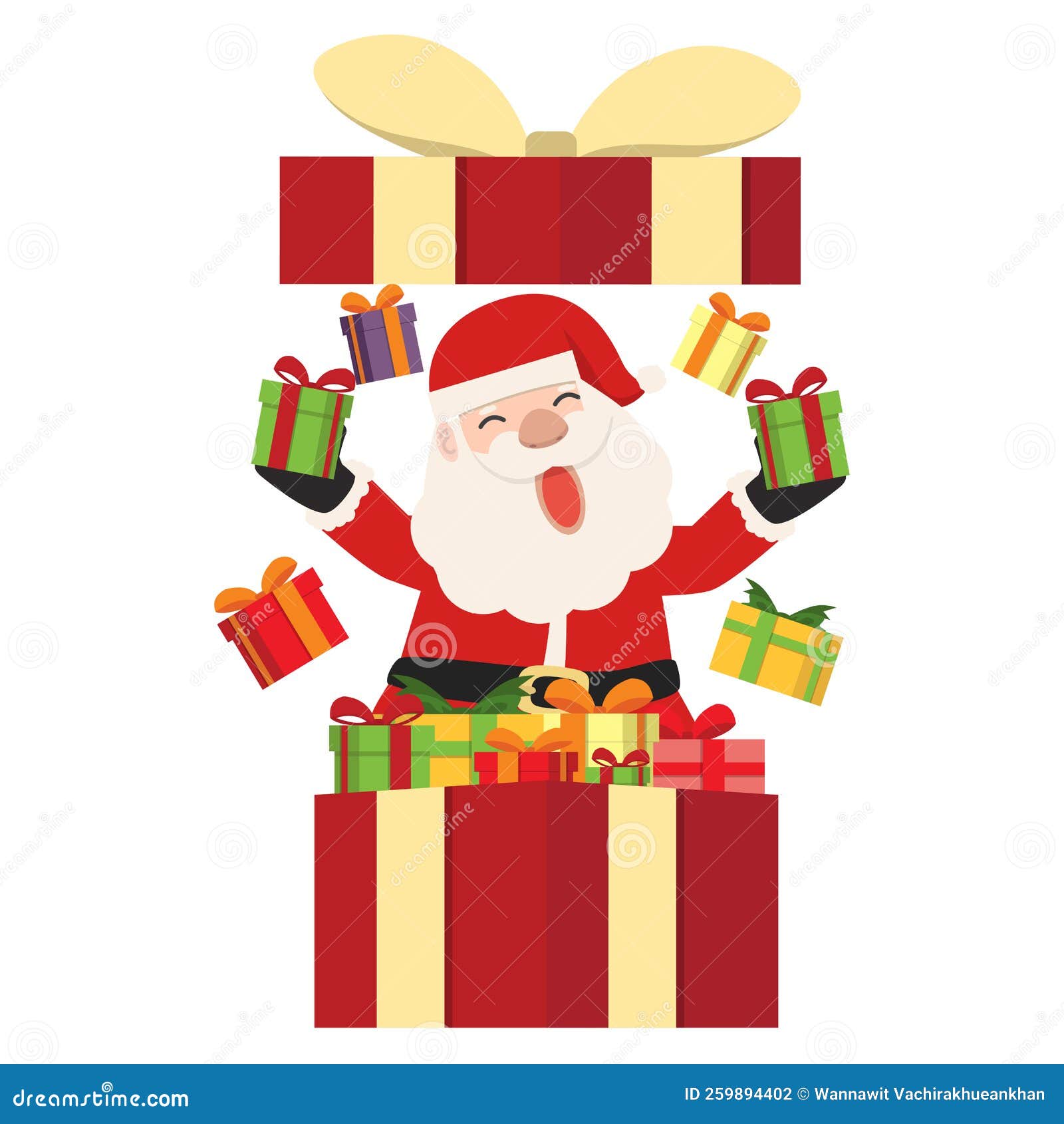 Santa Claus Throwing with Gift Box Stock Vector - Illustration of gift ...