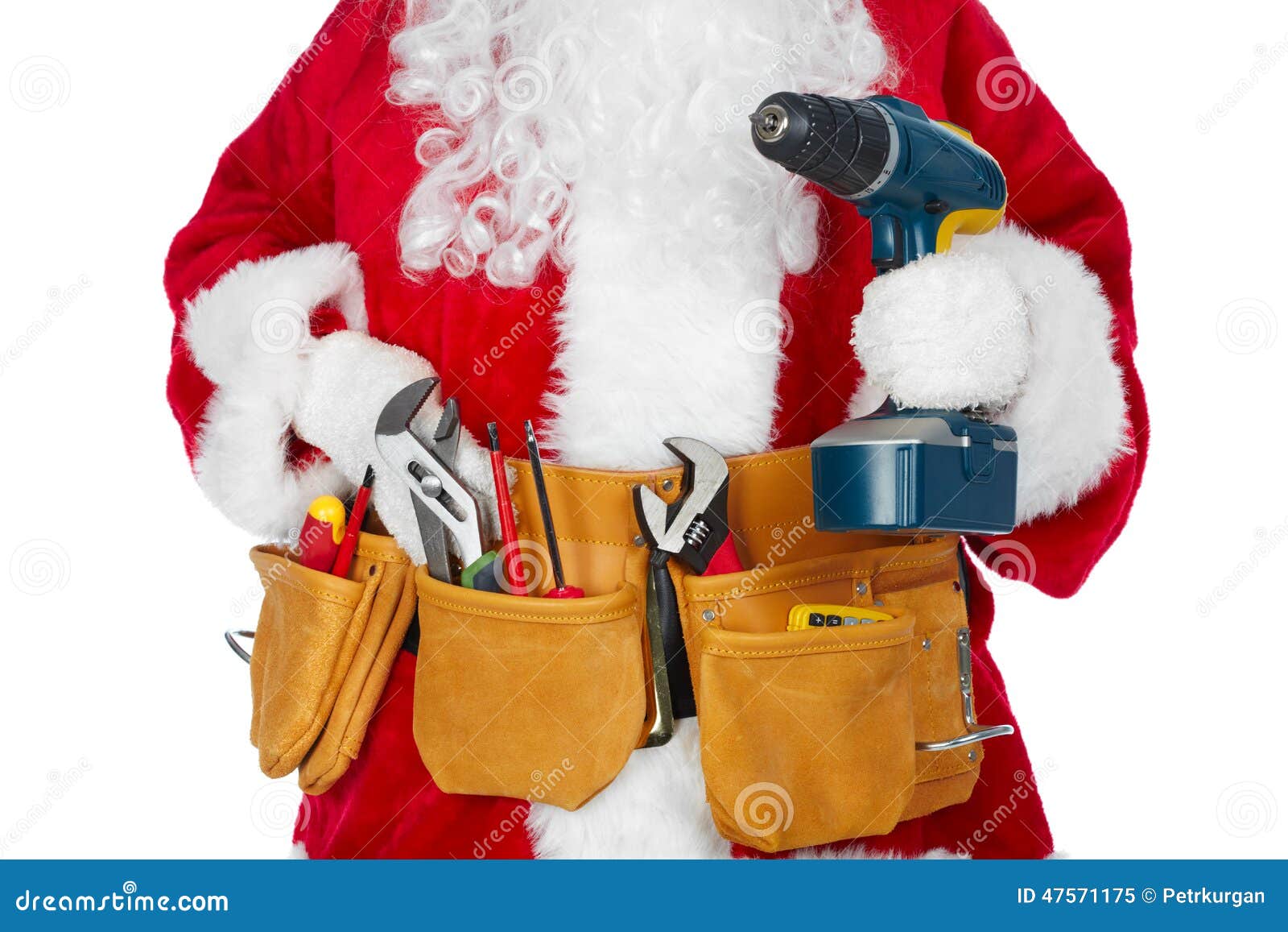 Santa Claus with a Tool Belt. Stock Image - Image of people, builder ...