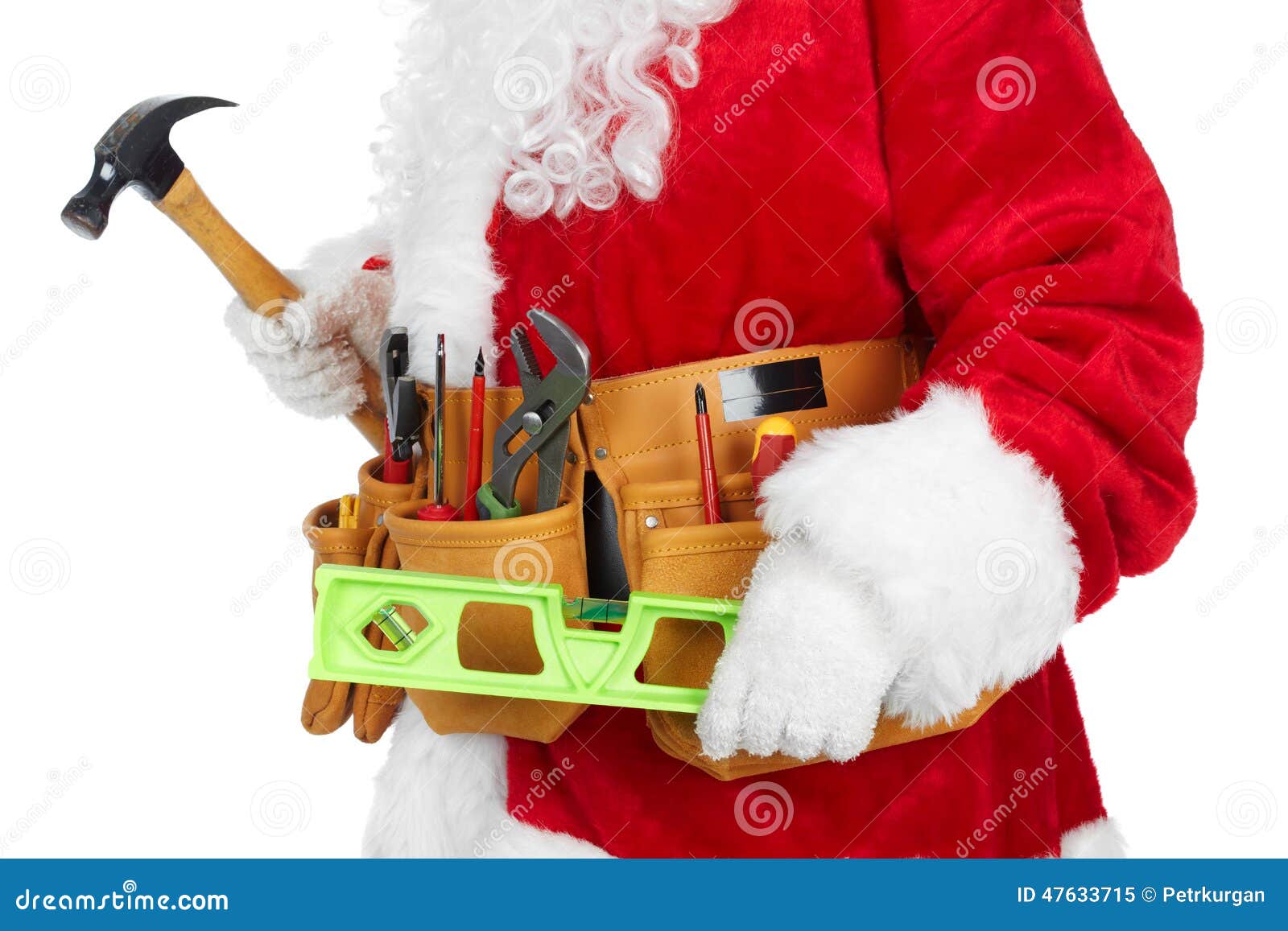 Santa Claus with a Tool Belt. Stock Image - Image of contractor, hands ...