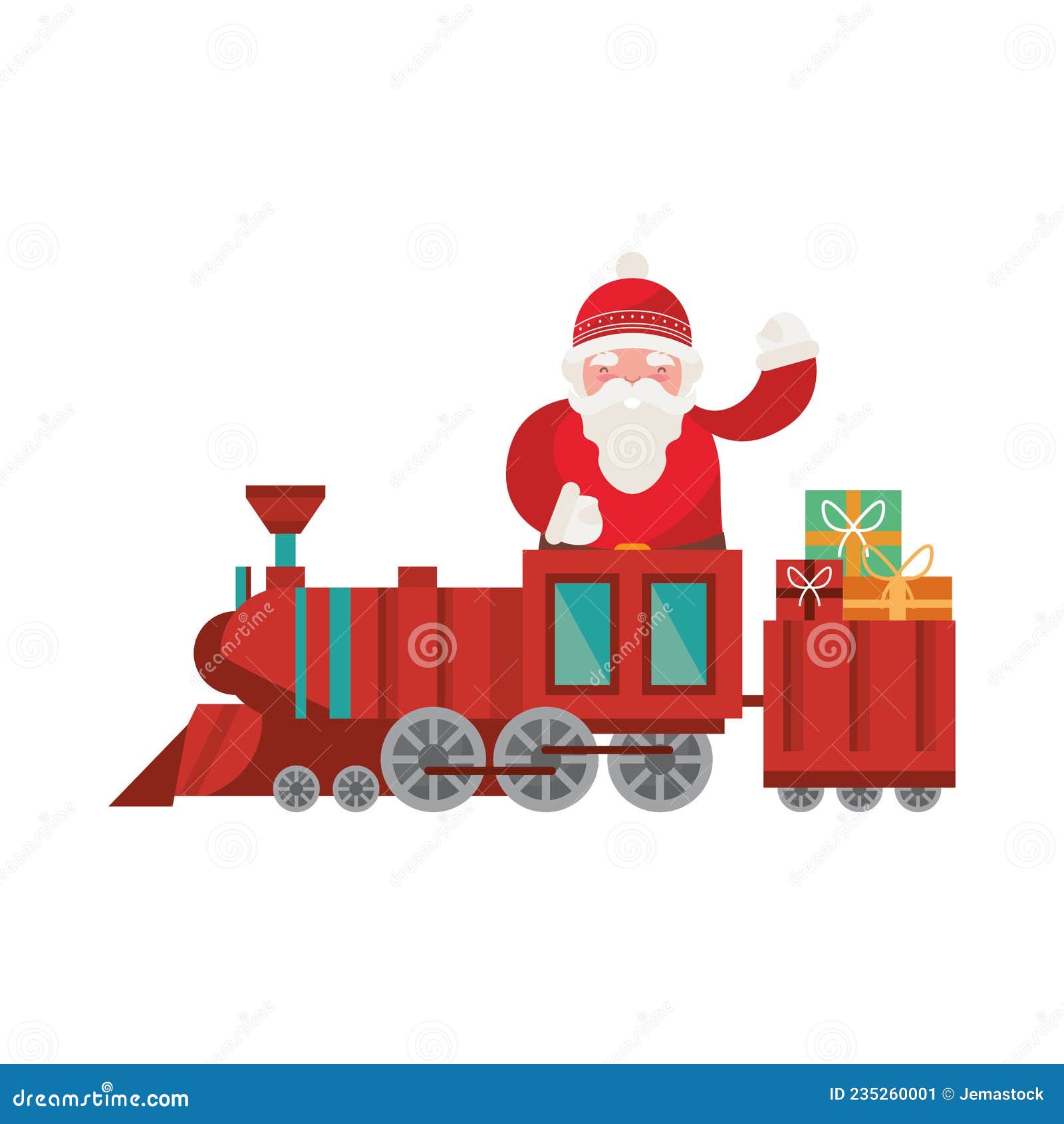 Santa claus in train stock vector. Illustration of celebrating - 235260001