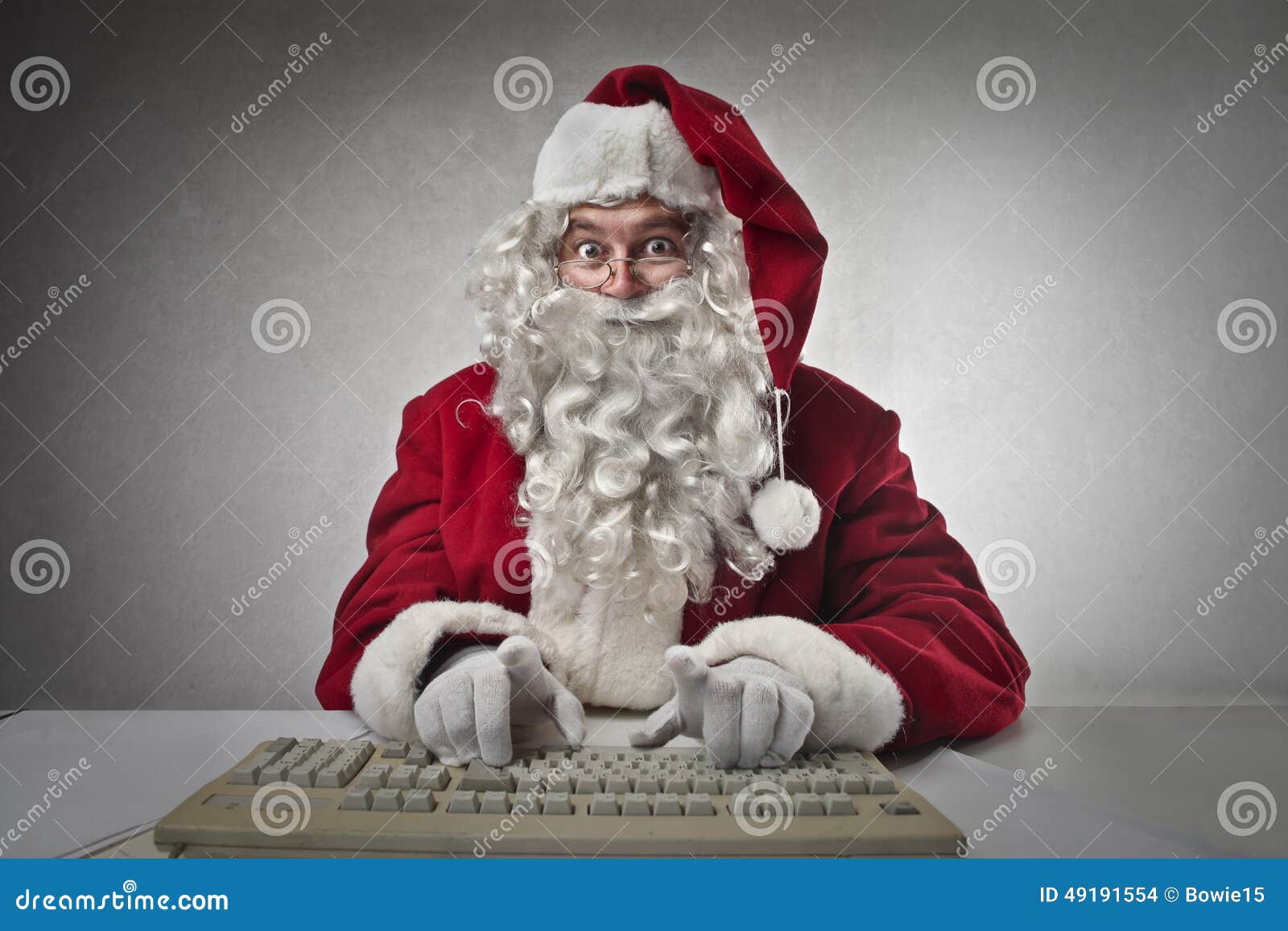 Santa Claus typing stock photo. Image of holiday, face - 49191554