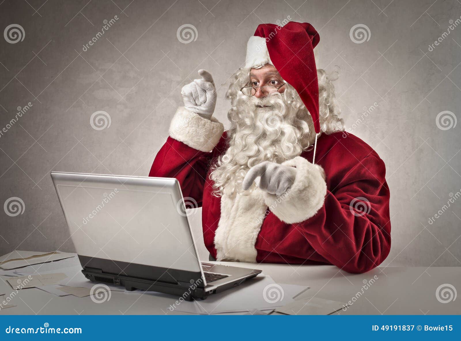 Santa Claus Typing on the Keyboard Stock Image - Image of laptop, table ...