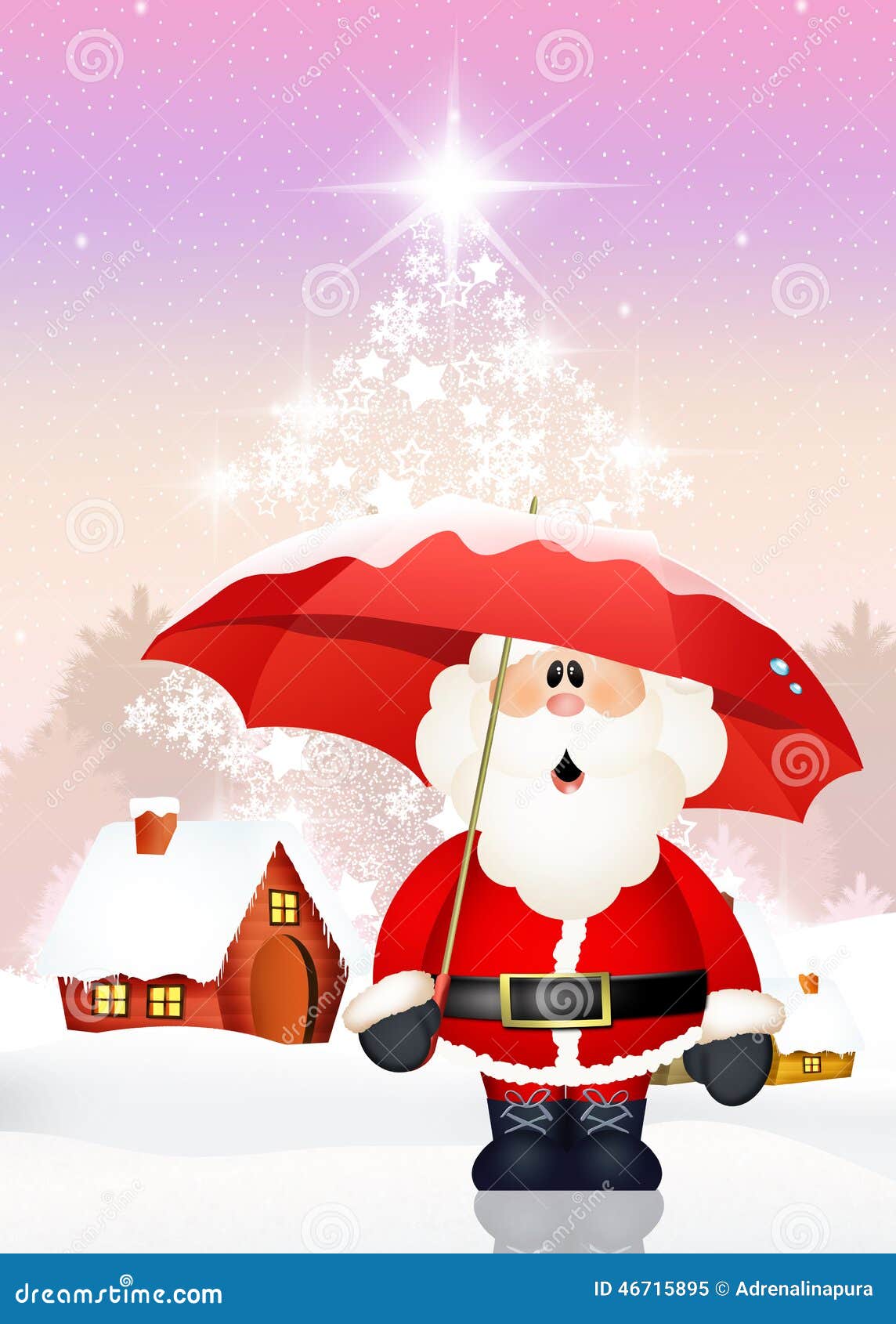 Santa Claus with umbrella stock illustration. Illustration of santa ...