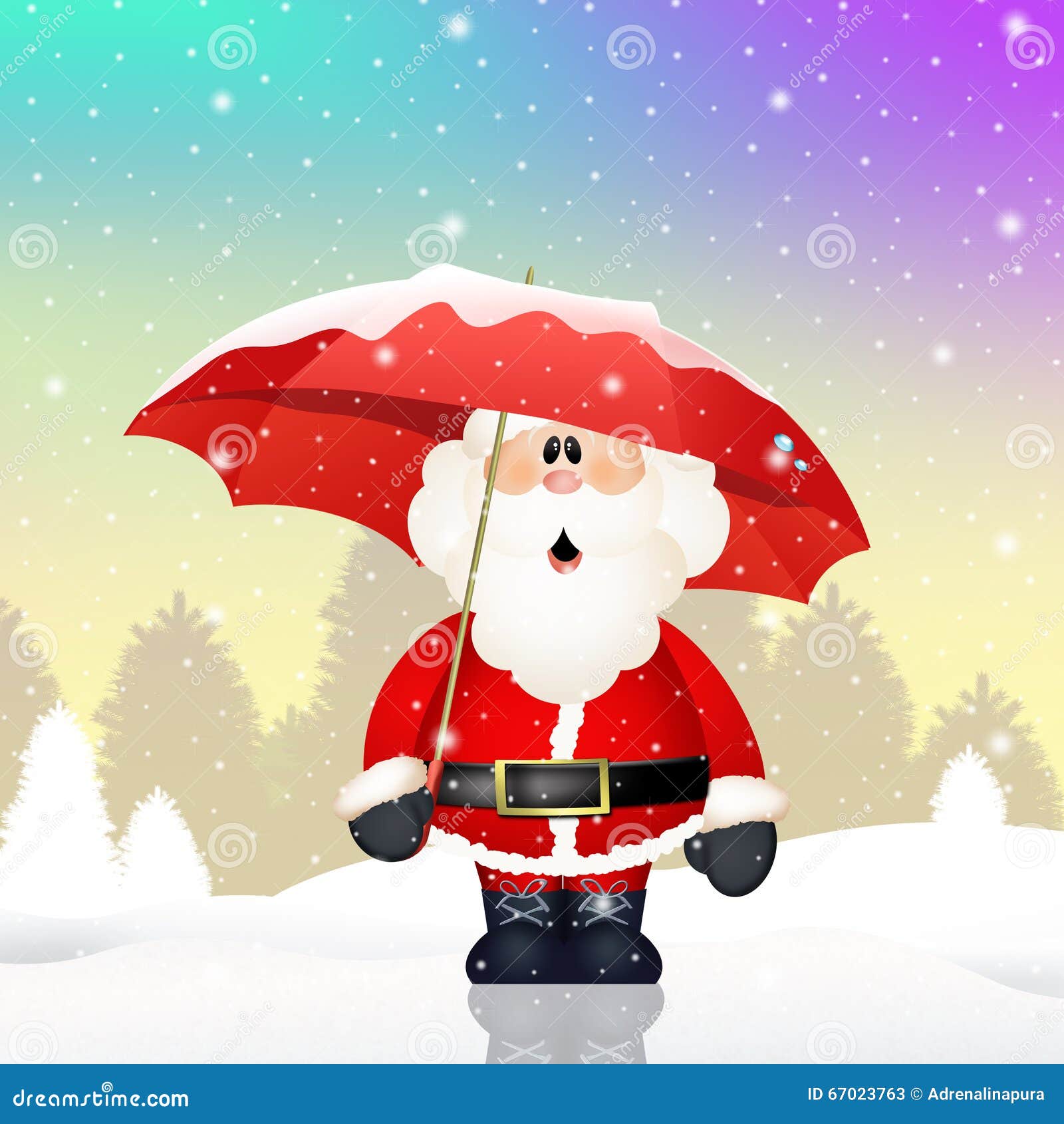 Santa Claus with umbrella stock illustration. Illustration of christmas ...