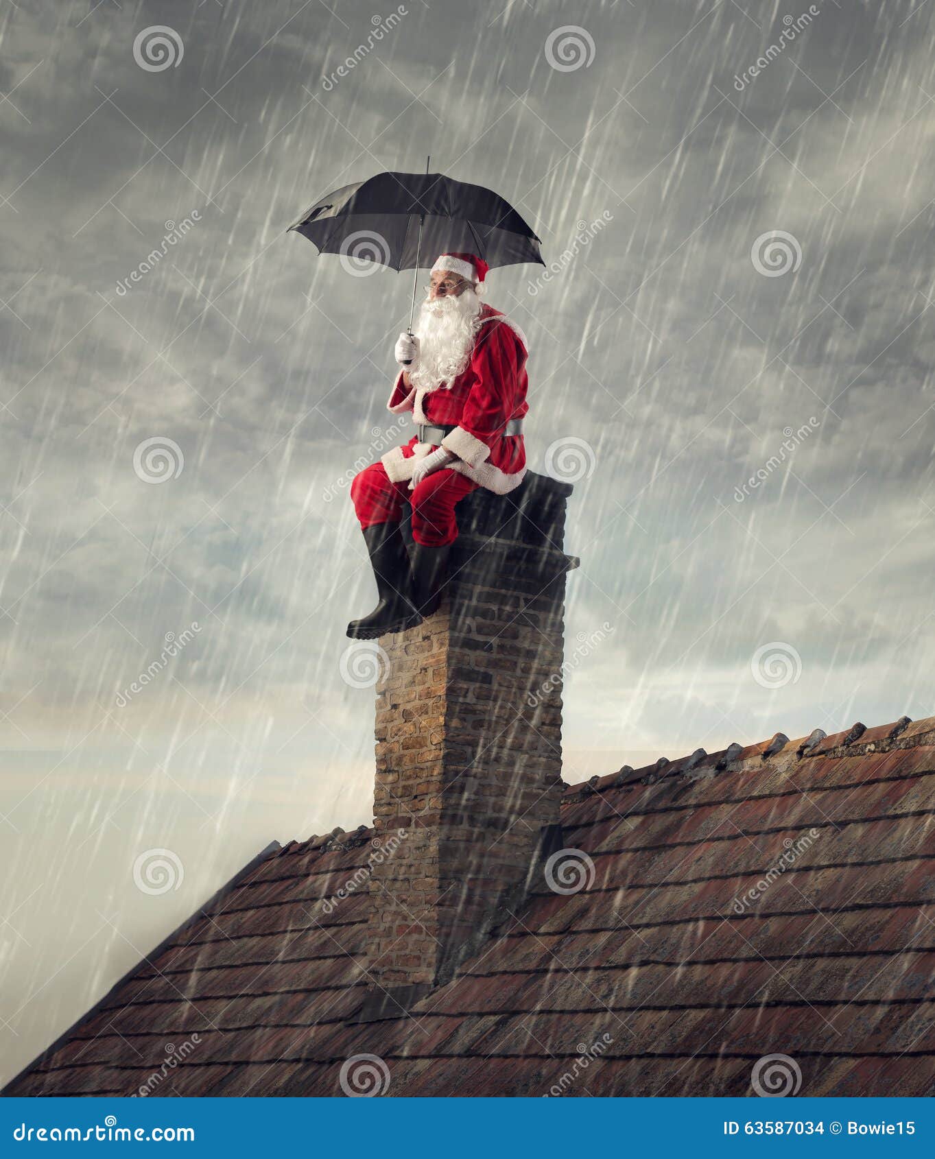 Santa Claus under the rain stock photo. Image of elder - 63587034
