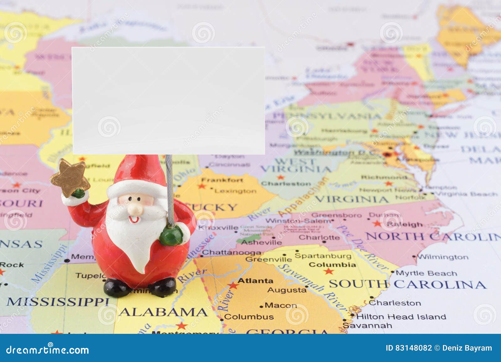 Santa Claus on the USA map stock photo. Image of christmas - 83148082