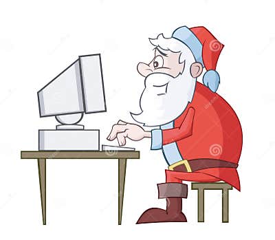 Santa Claus use computer stock vector. Illustration of internet - 17052450