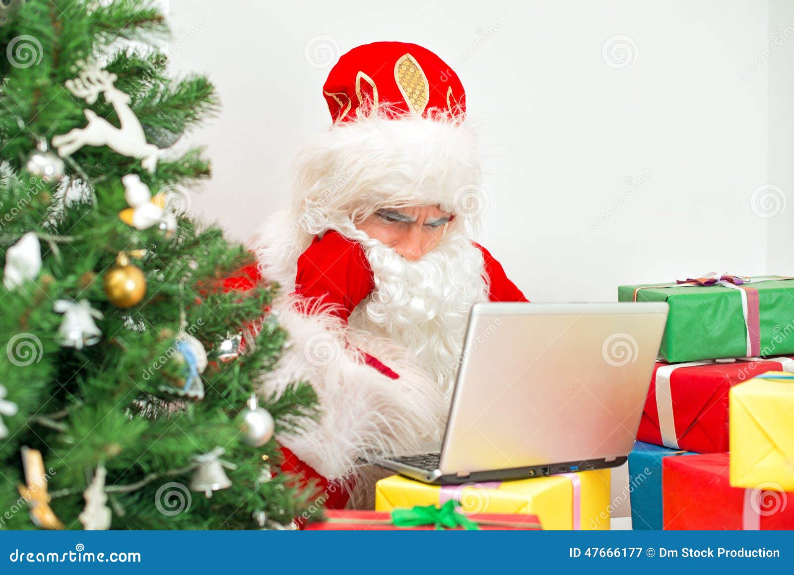Santa Claus is Using Laptop. Stock Image - Image of traditional, santa ...