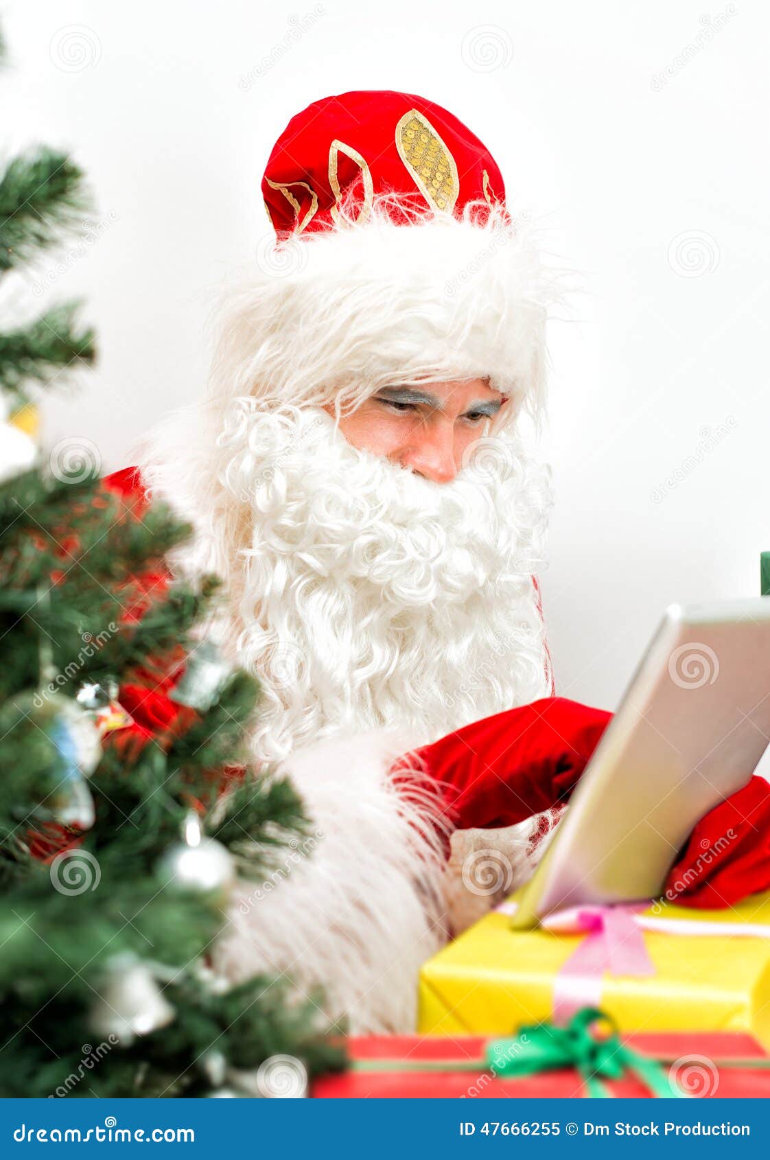 Santa Claus is Using Tablet Pc. Stock Image - Image of digital ...