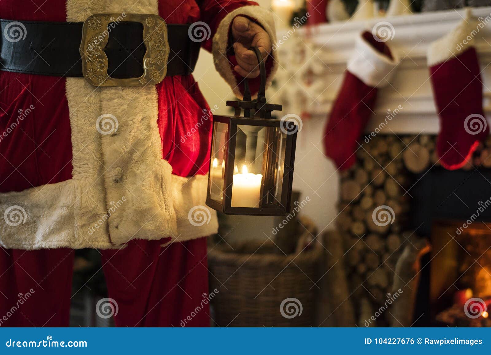 Santa Claus Walking Inside the House at Night Stock Photo - Image of ...