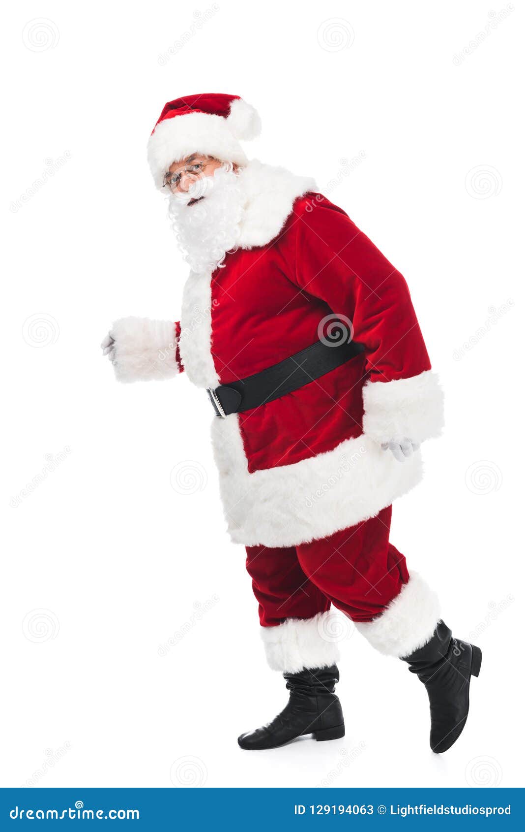 Santa claus walking stock image. Image of white, celebration - 129194063