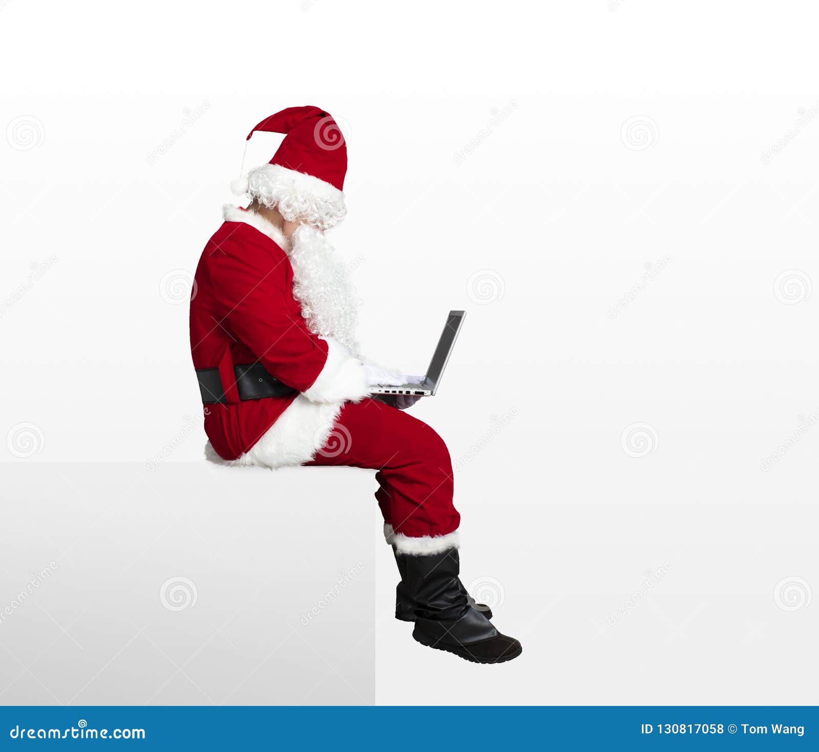 Santa Claus Watching Laptop and Sitting Stock Photo - Image of santa ...