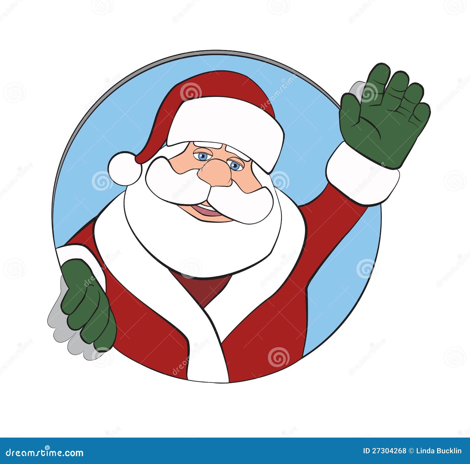 Santa Claus Waving through a Circle Stock Vector - Illustration of ...