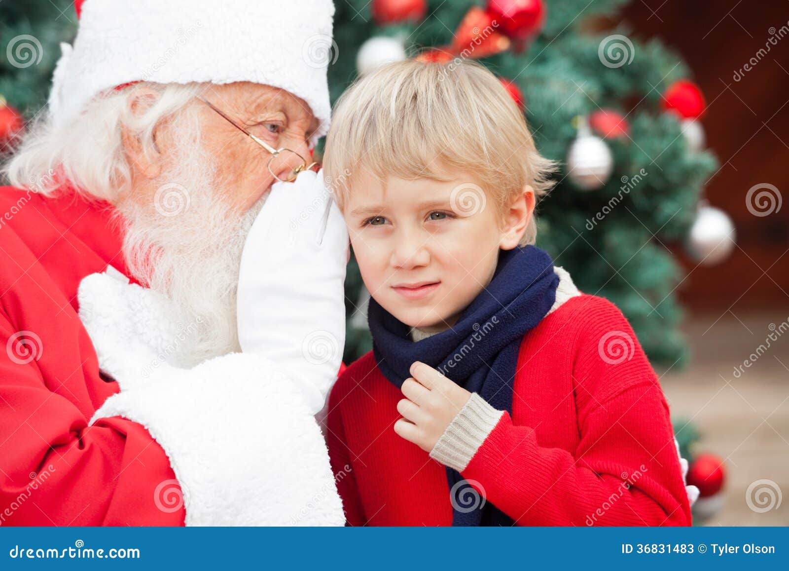 Santa Claus Whispering in Boy S Ear Stock Image - Image of december ...