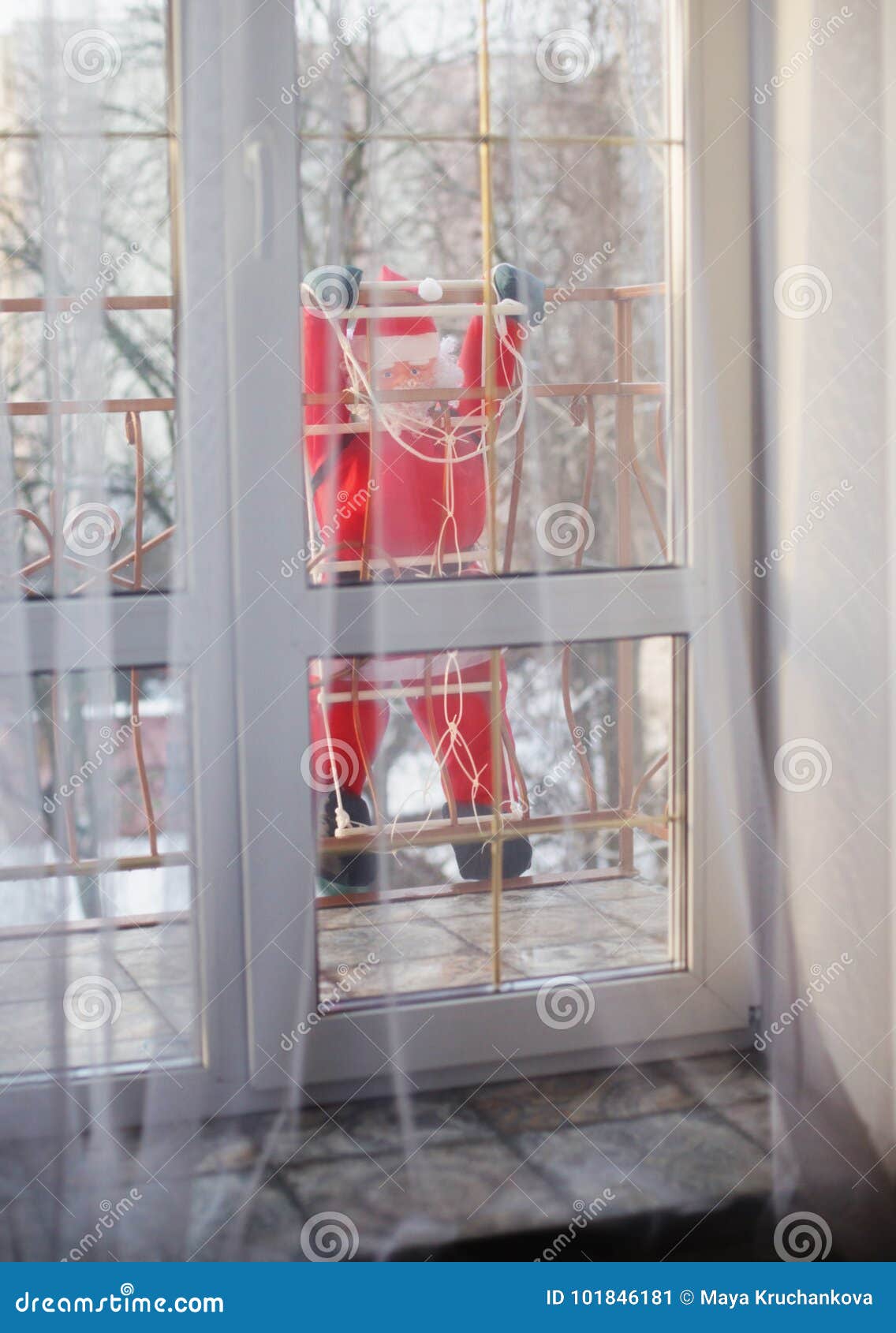 Santa Claus in window stock image. Image of exterior - 101846181