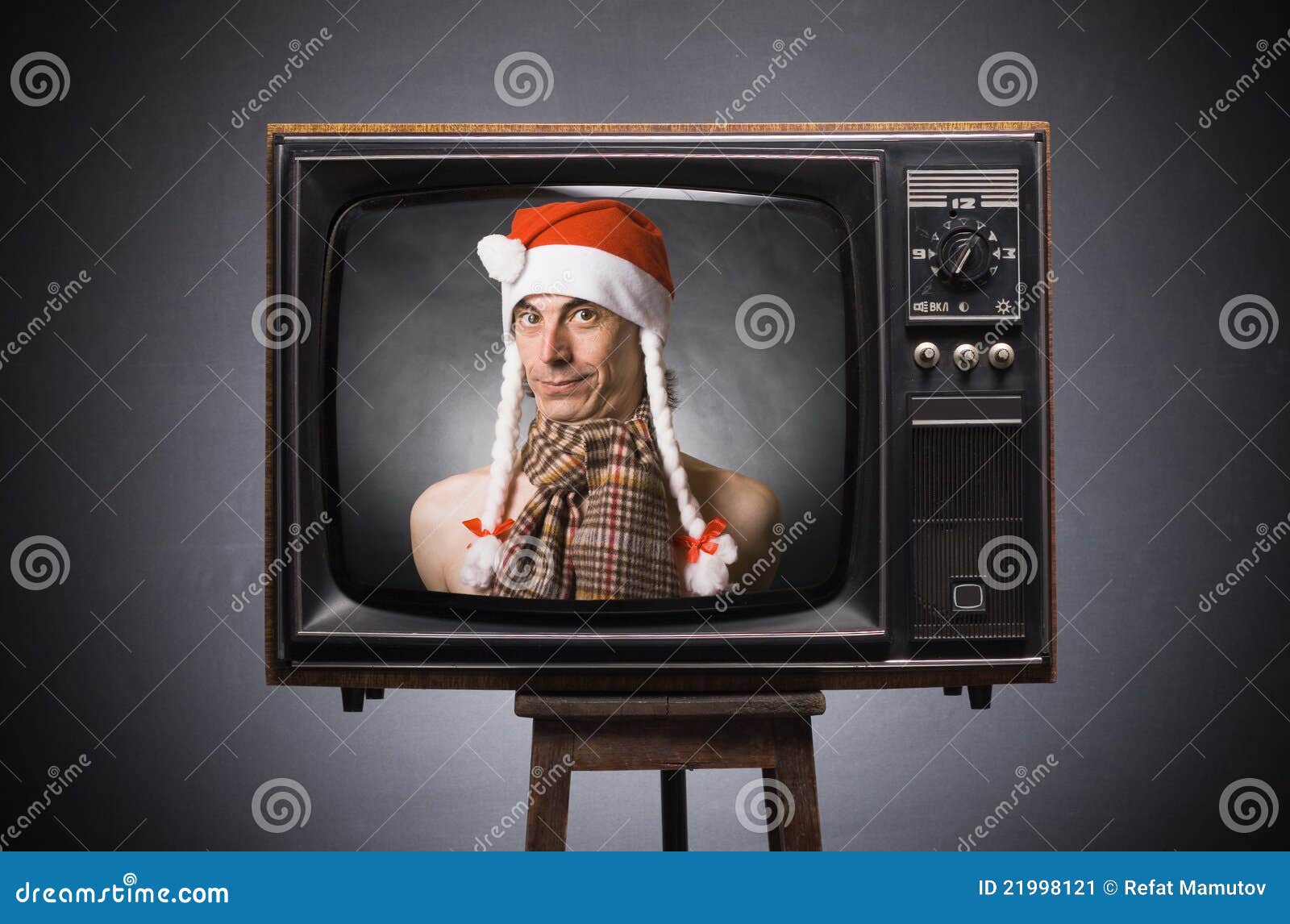 Santa Claus Wishes of Retro TV. Stock Image - Image of people, holiday ...