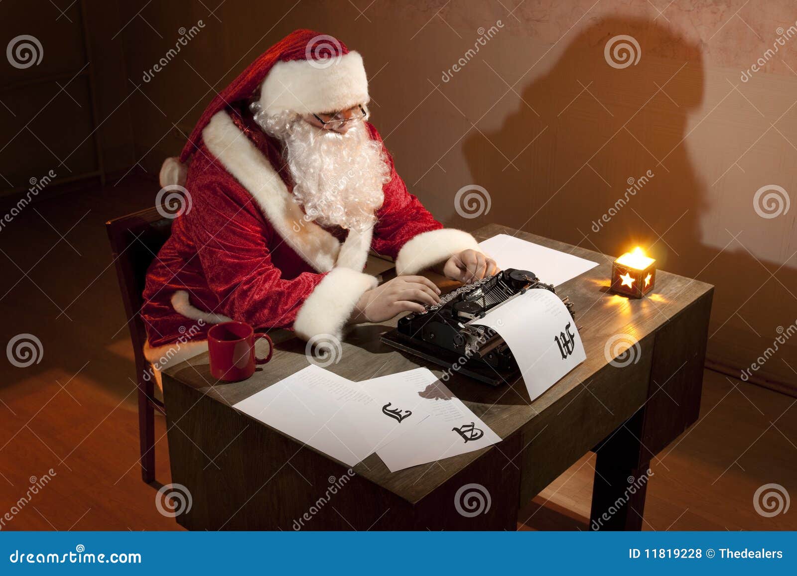 Santa Claus working stock photo. Image of saint, list - 11819228
