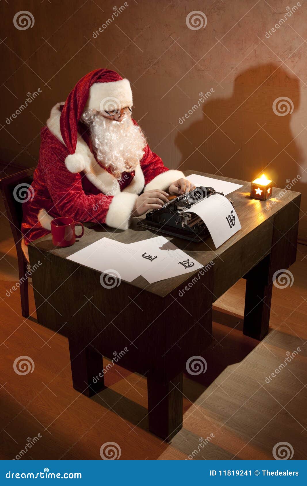 Santa Claus working stock image. Image of retro, white - 11819241