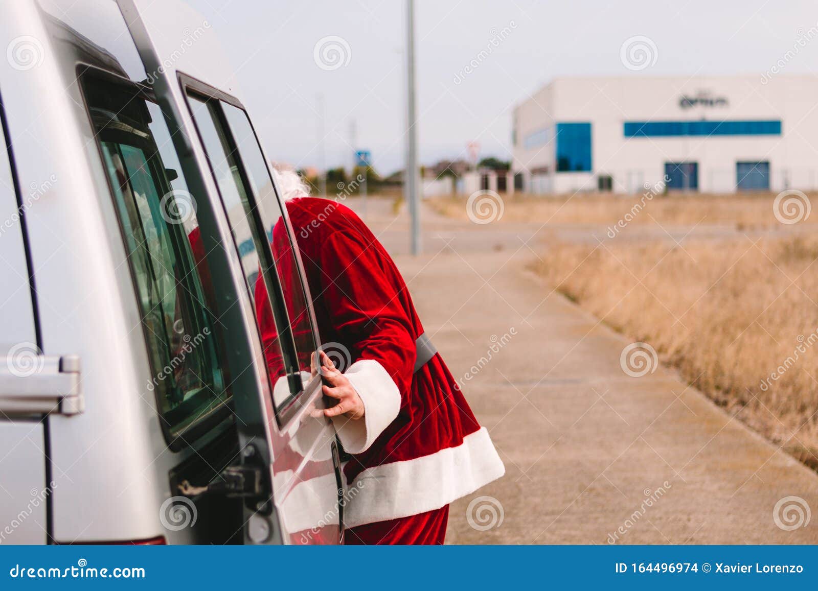 Santa Claus Working As a Delivery Man Stock Photo - Image of rural ...