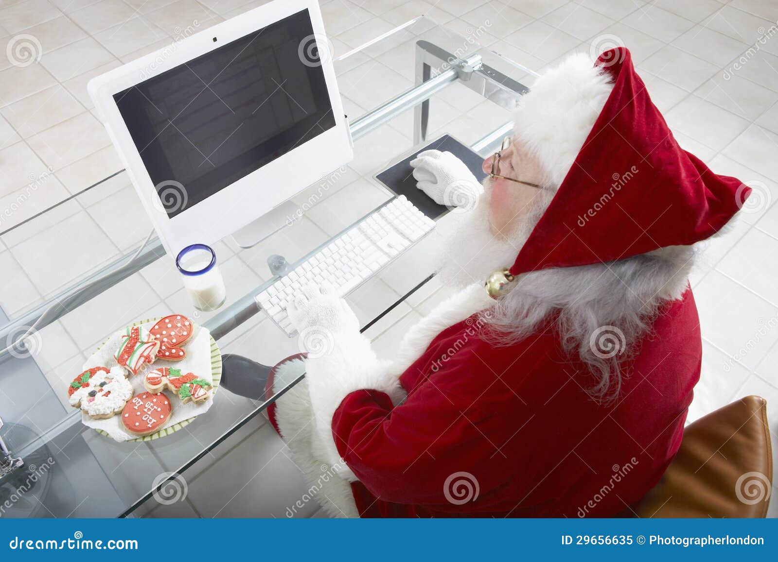 Santa Claus Working on Computer Stock Image - Image of claus, caucasian ...