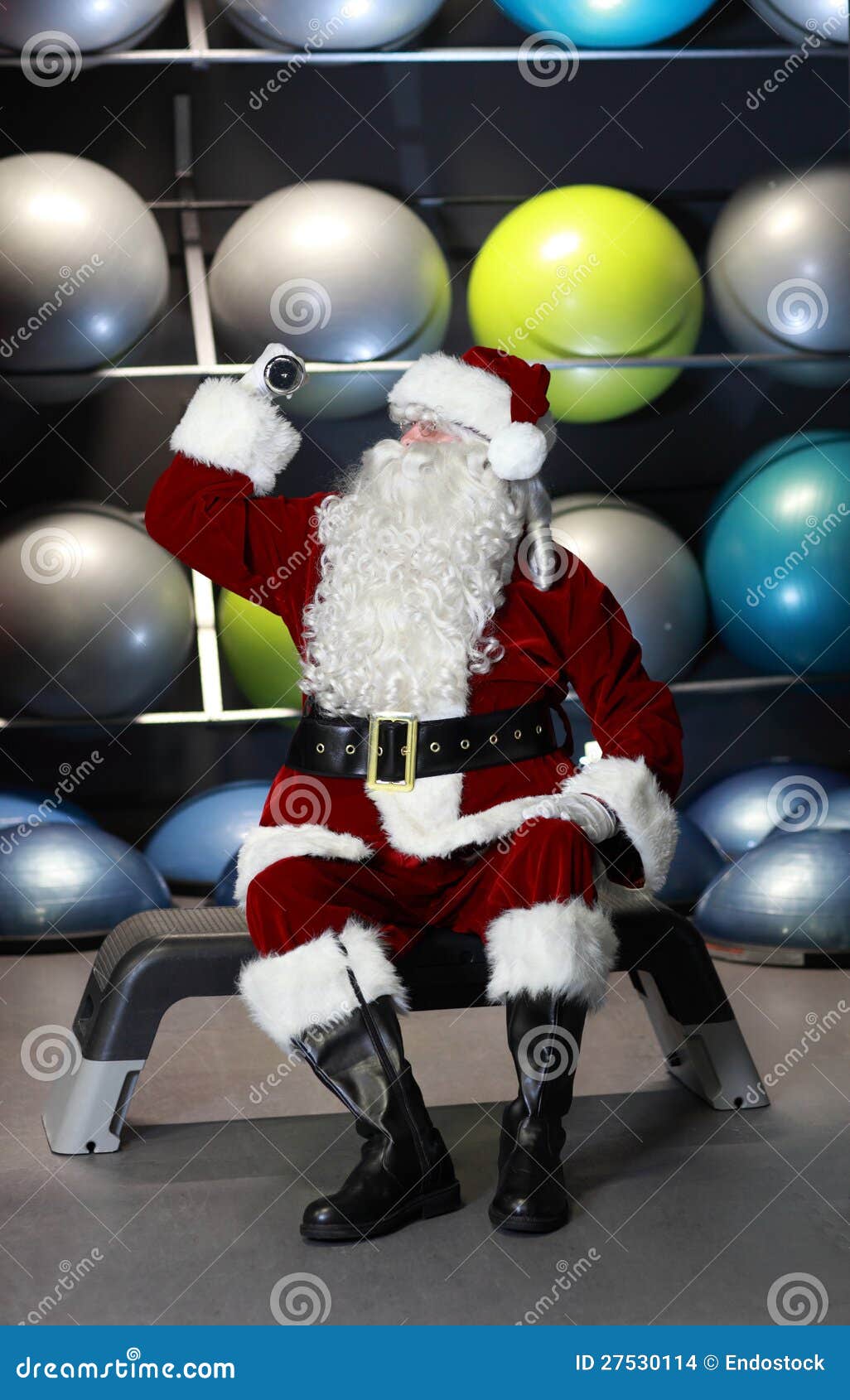 Santa Claus Working Out with Dumb-bells Stock Photo - Image of fitness ...