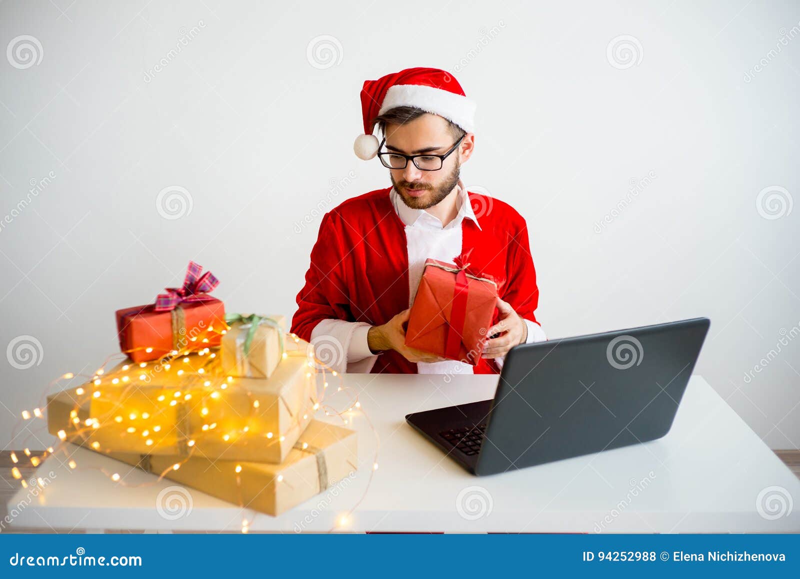 Santa claus working stock photo. Image of holidays, smiling - 94252988