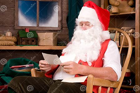 Santa Claus in Workshop with Letters Stock Photo - Image of seasonal ...