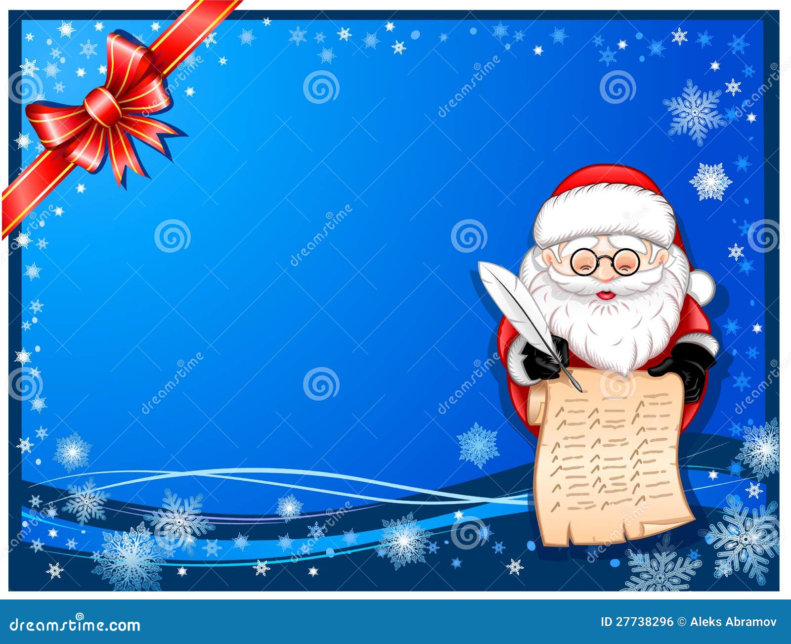 Santa-Claus Writing on Scroll Stock Vector - Illustration of blue ...