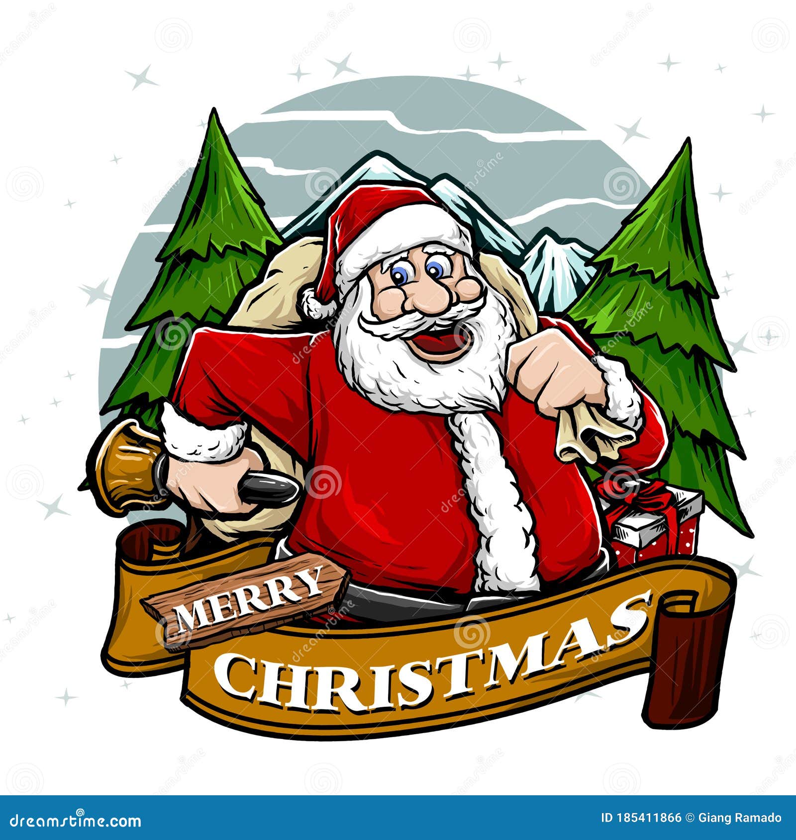 Santa Clause with Bell Suitable for Poster Christmas Stock Vector ...