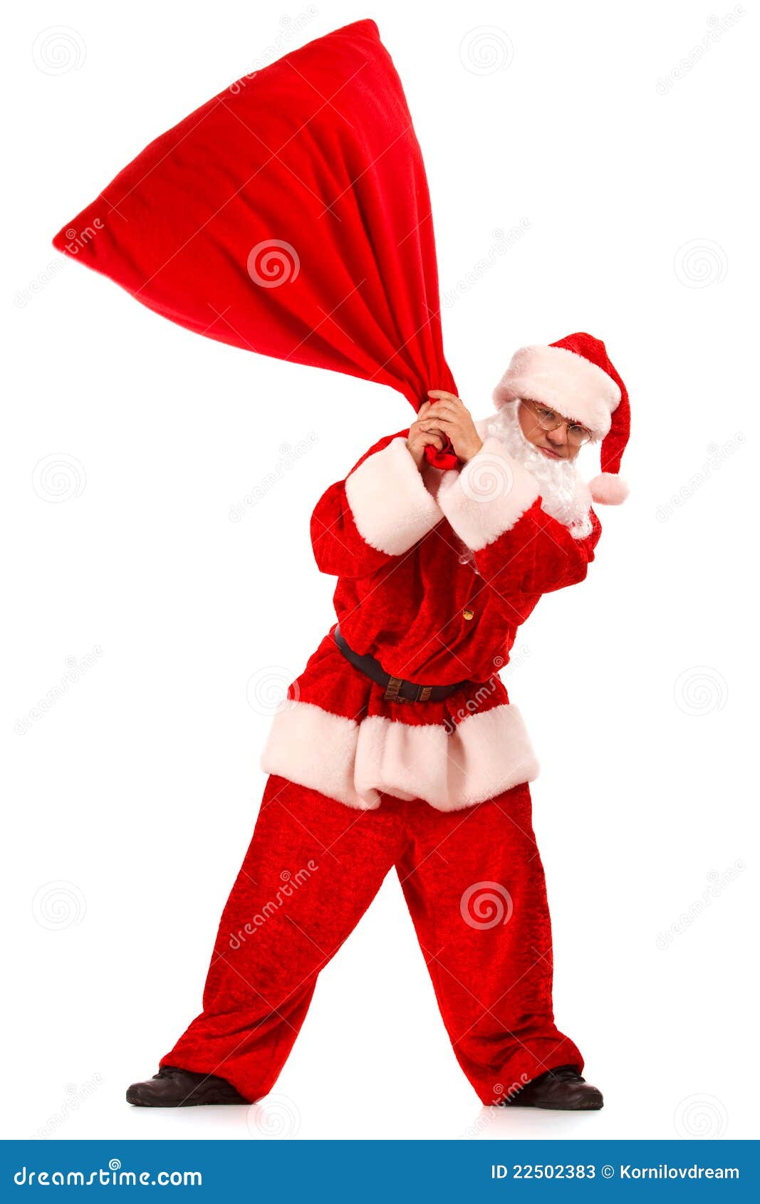 Santa Clause Carrying a Heavy Sack Stock Image - Image of sack, happy ...