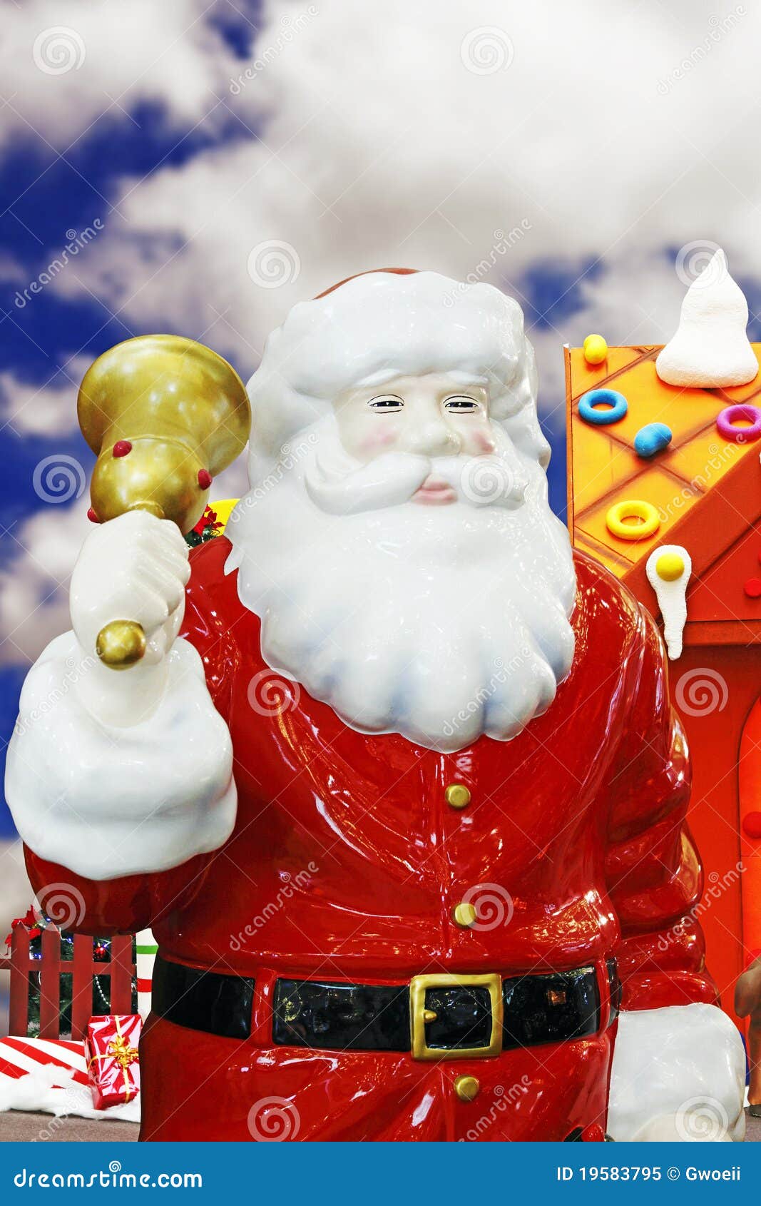 Santa Clause with a Golden Bell. Stock Image - Image of holiday ...