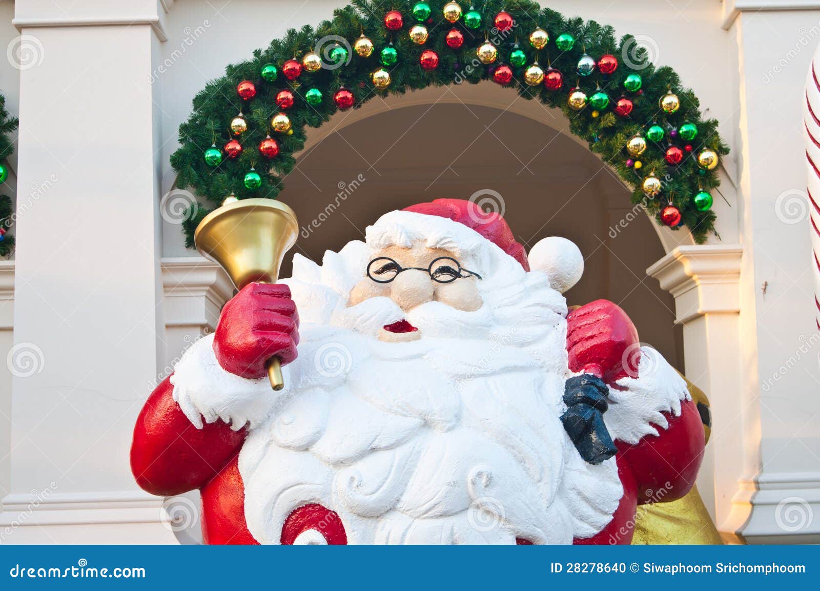 Santa Clause with Golden Bell on Hand Stock Photo - Image of festive ...