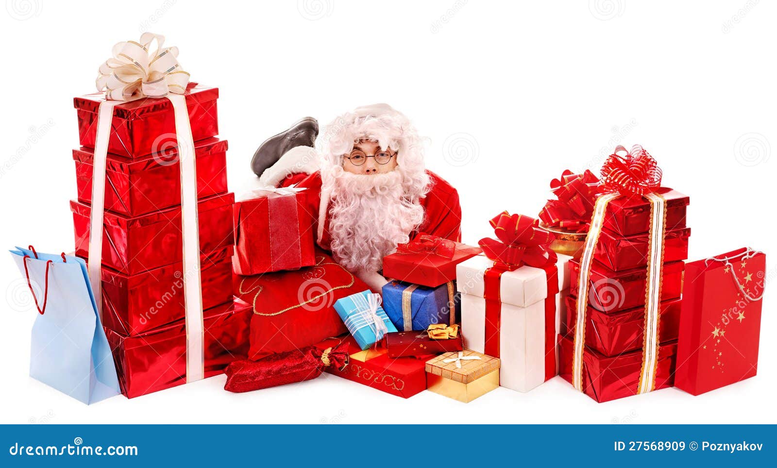 Santa Clause holding gift. stock image. Image of winter - 27568909