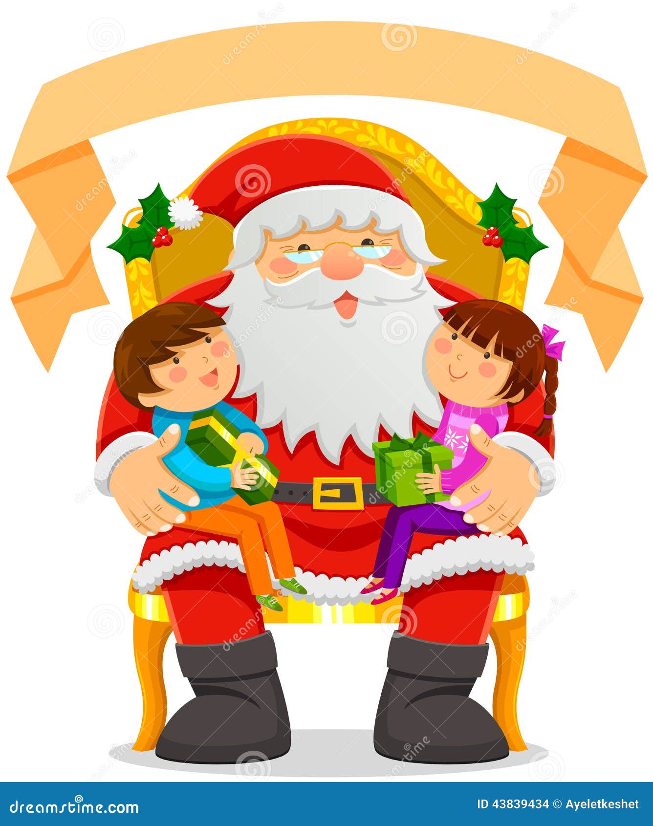 Santa clause and kids stock vector. Illustration of elements - 43839434